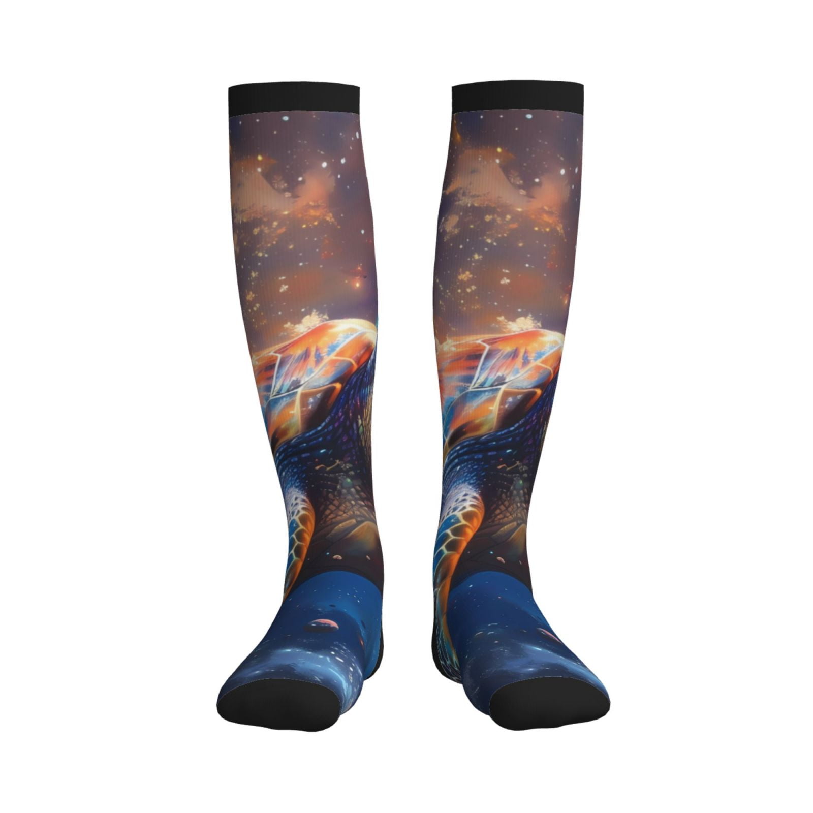 Qokaie Night Sky Turtle Drawing Sports Compression Socks - Comfortable ...