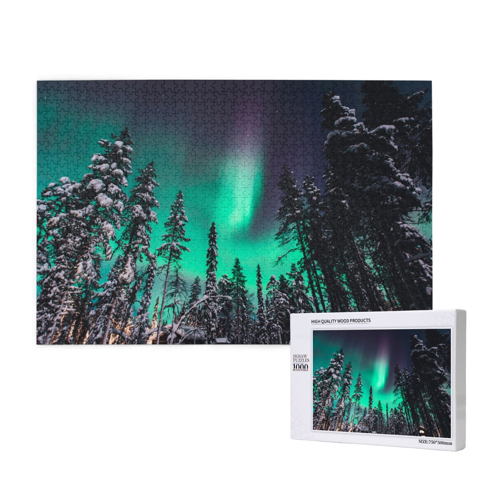 Qokaie Northern Lights 2 Pattern Picture Puzzle,Wooden 1000 Piece ...