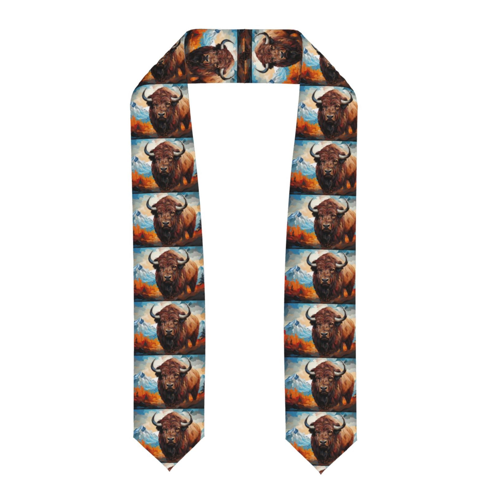 Qokaie Oil Painting Style Iceberg Yak Pattern Graduation Shawl Stole ...