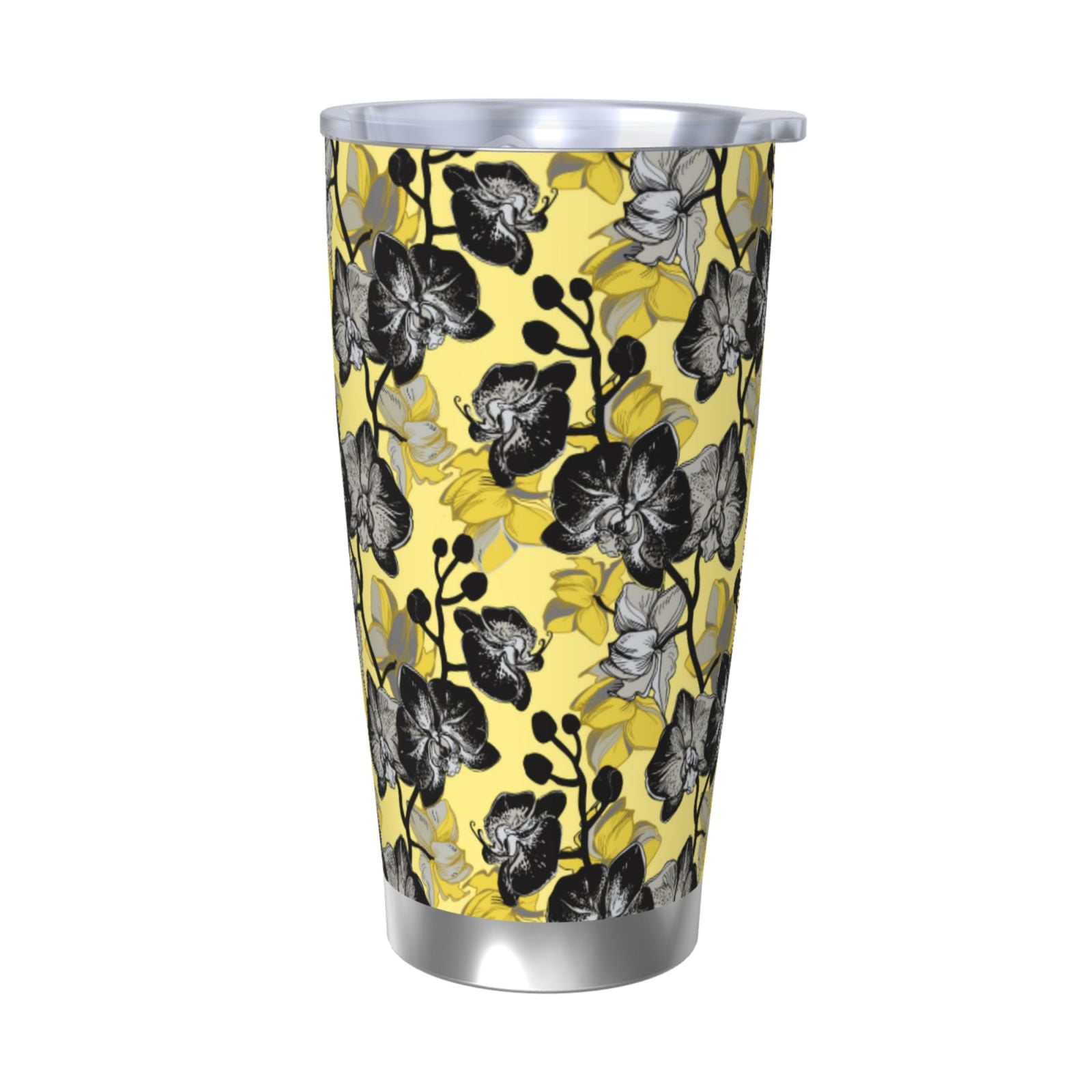 Qokaie Orchids Flowers Pattern 20 Oz Coffee Car Insulated Coffee Cup ...