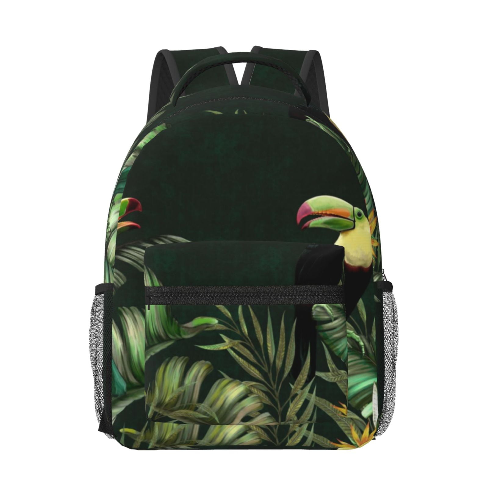 Qokaie Palm Leaves And Exotic Birds Style School Backpack Travel Bag ...