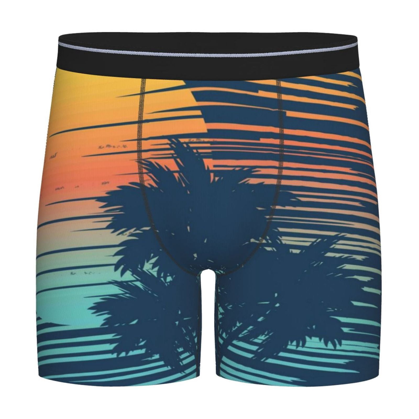 Qokaie Palm Trees for Men's Cotton Briefs Underwear, Long Leg Briefs ...
