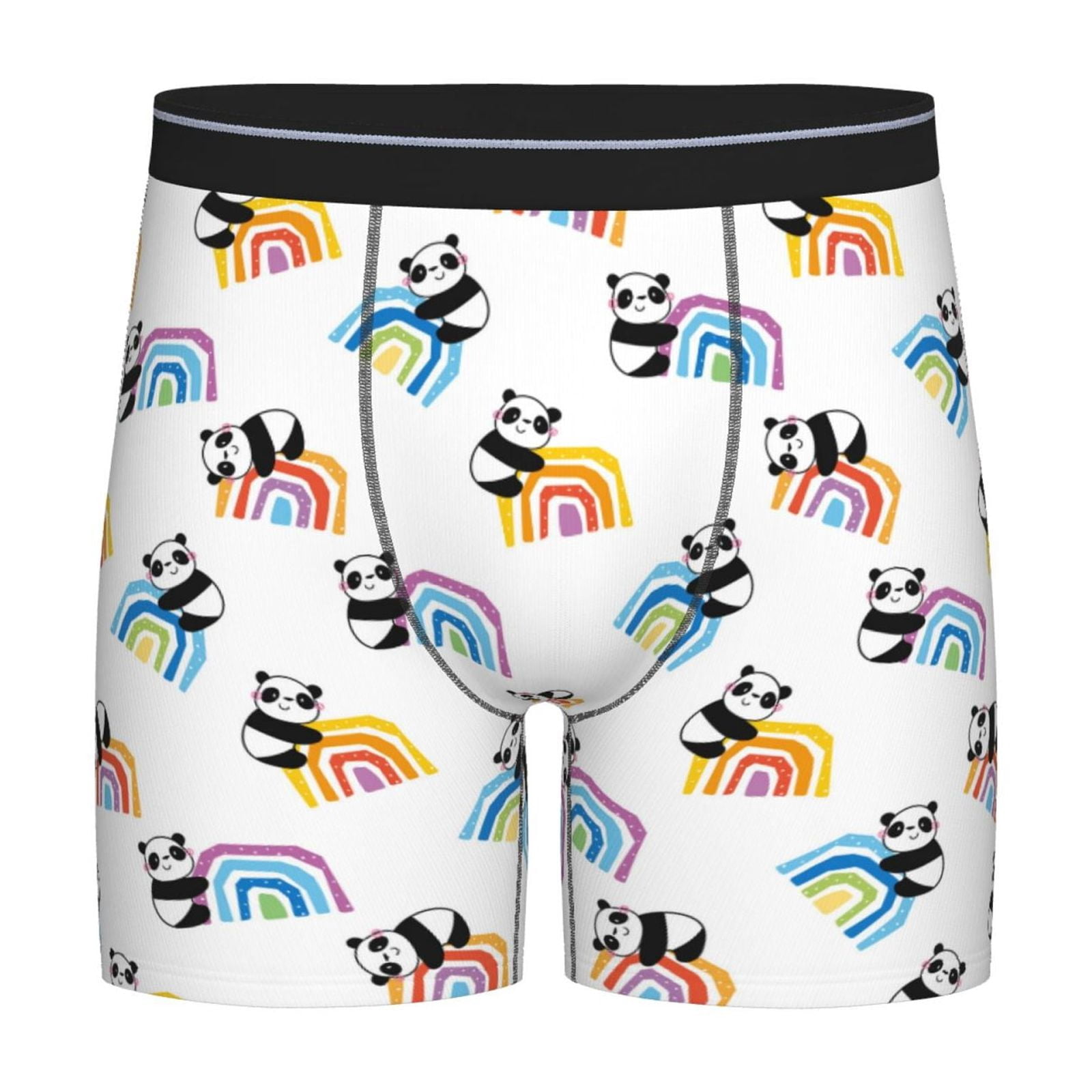 Qokaie Panda And Rainbow for Men's Cotton Briefs Underwear, Long Leg ...