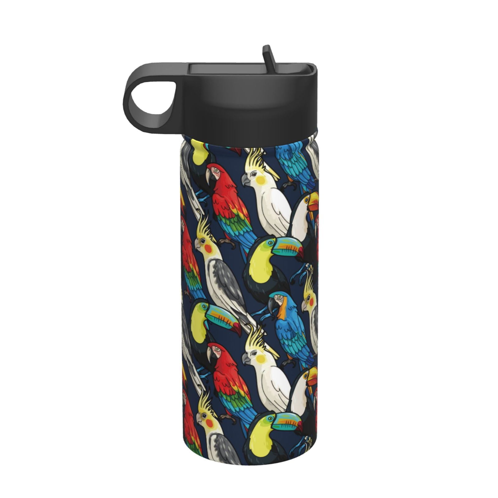 Qokaie Parrot Pattern 18oz Insulated Water Bottle, Stainless Steel ...