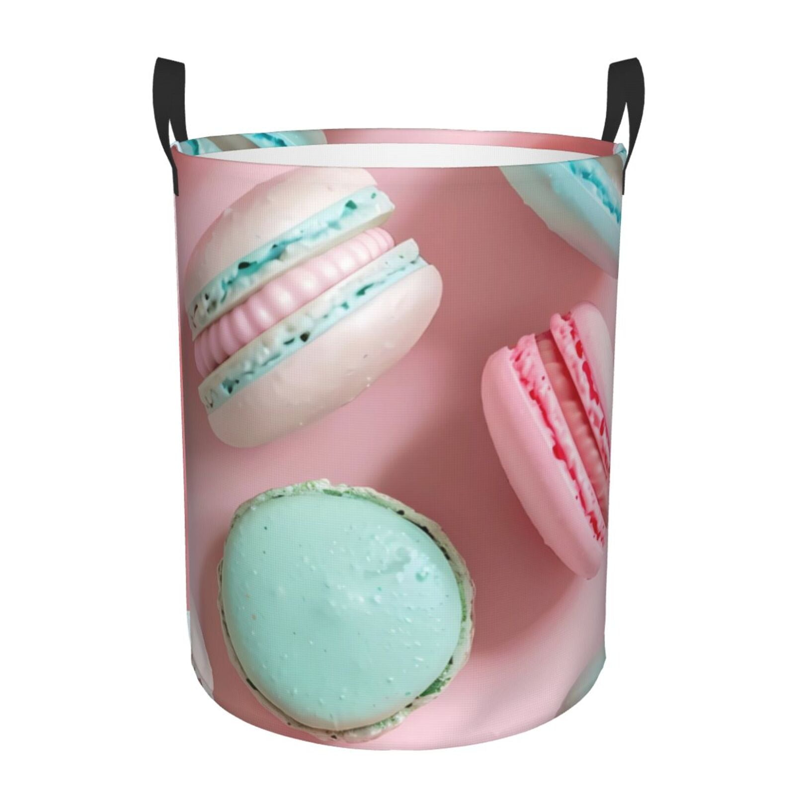 Qokaie Pastel Macarons Delight Print Round Large Laundry Hamper, Tall ...