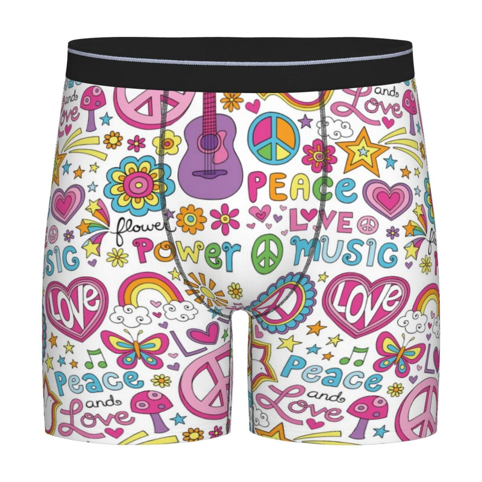 Qokaie Peace Love and Dove Flower Power for Men's Cotton Briefs ...