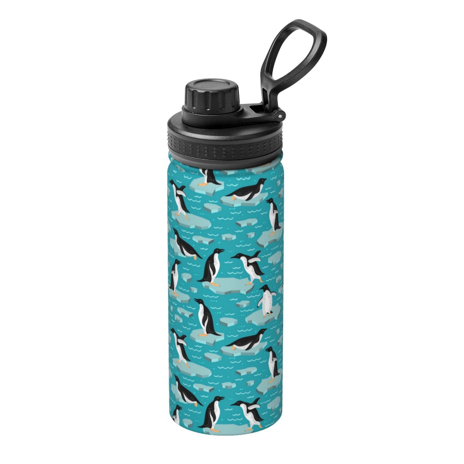Qokaie Penguins On The Ice In The Sea Pattern 18oz Insulated Water ...
