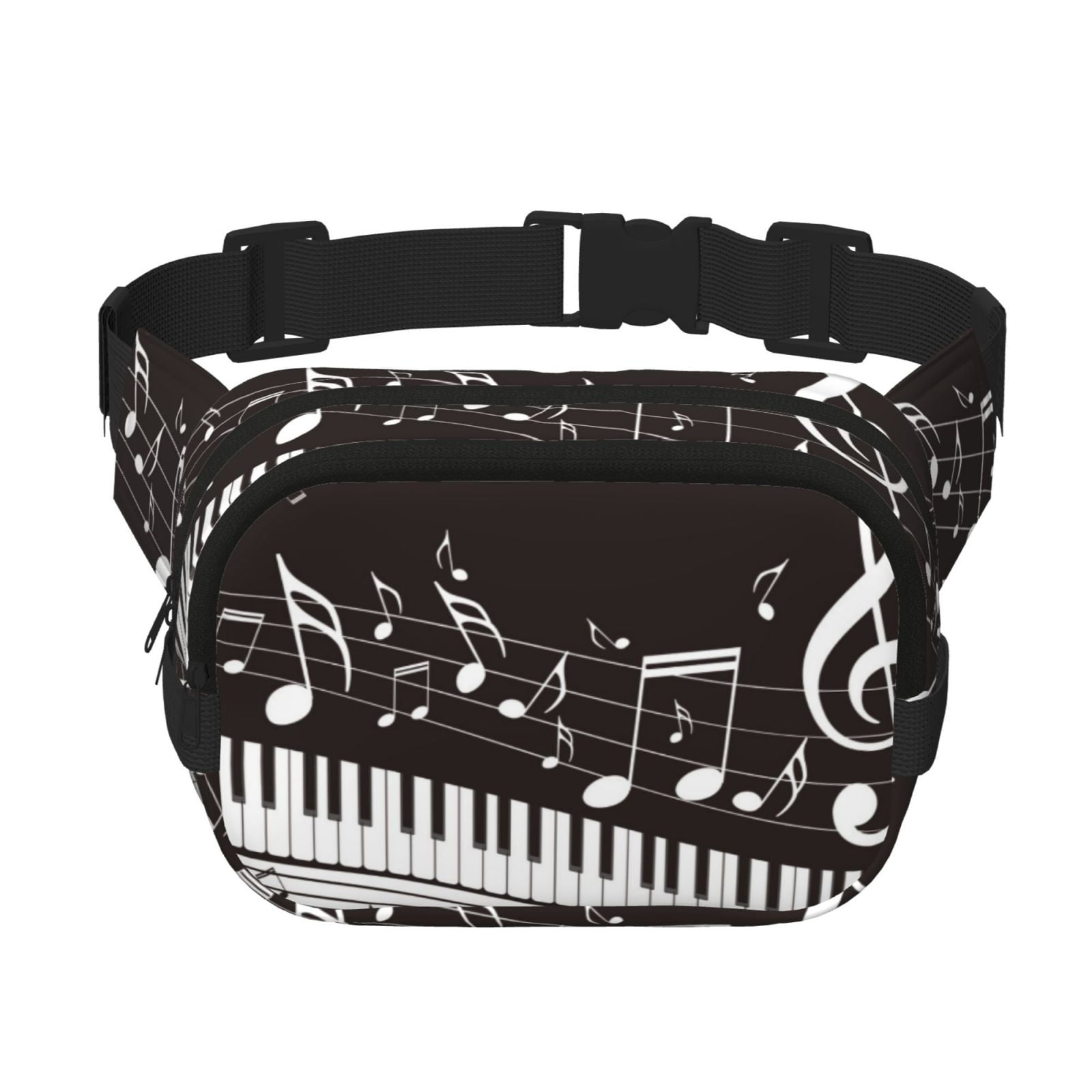 Qokaie Piano Keys With Musical Notes Pattern Waist Bag, Double Layer ...