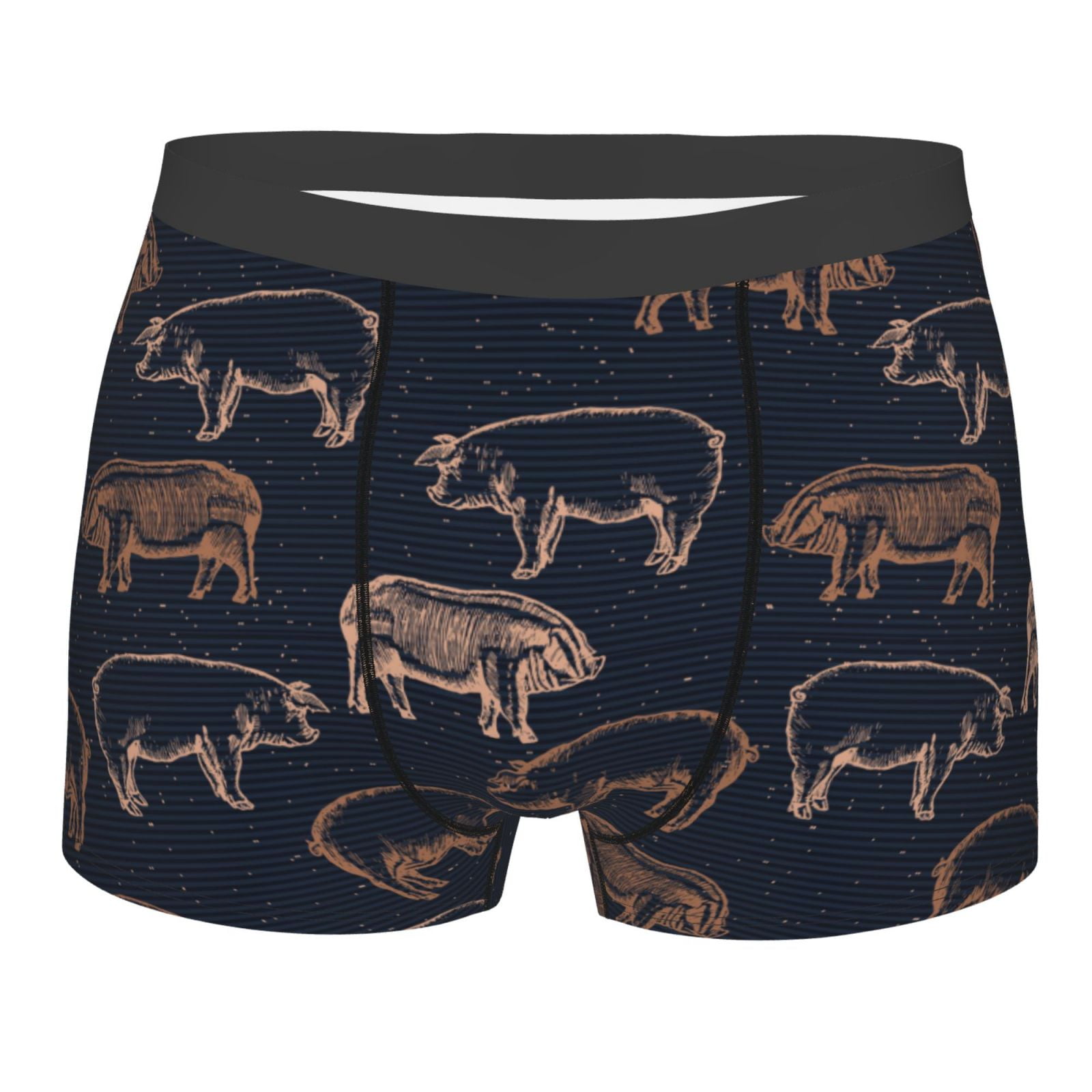 Qokaie Pig Farm Print Mens Underwear Microfiber Boxer Brief for Men ...