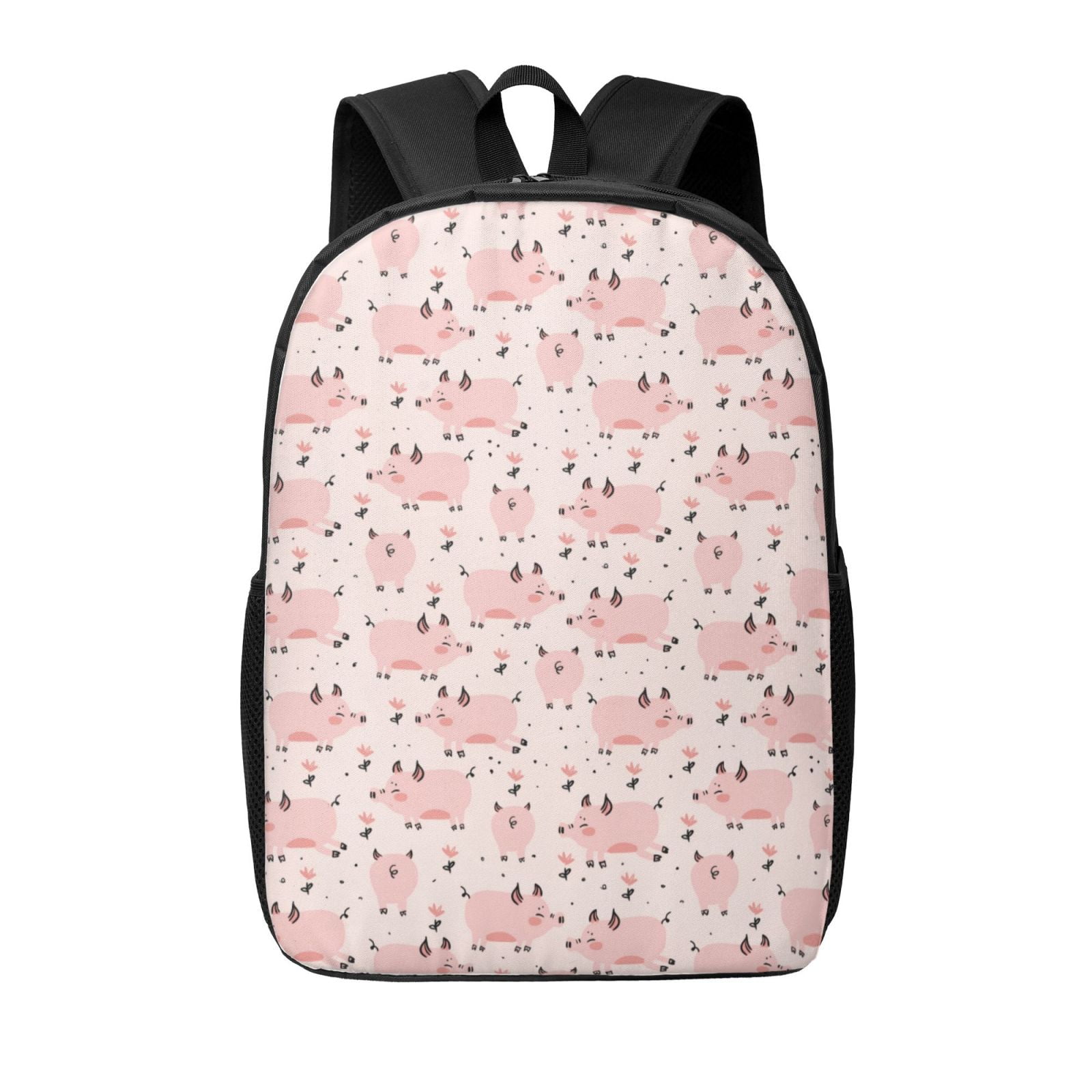 Qokaie Pig Printed Durable 17in Student Backpack – Versatile for School ...