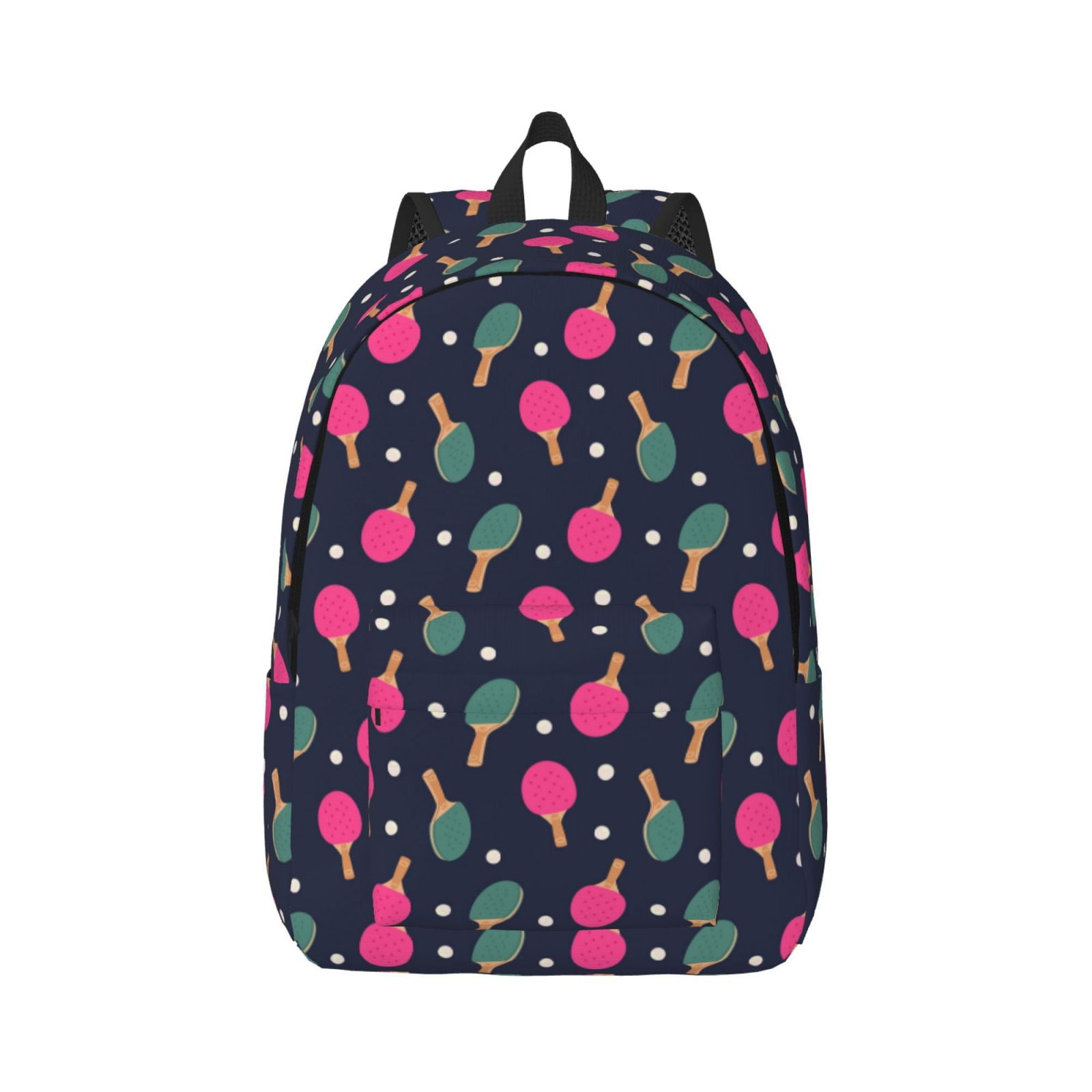 Qokaie Ping Pong Rackets And Balls Pattern Canvas Backpack Travel ...