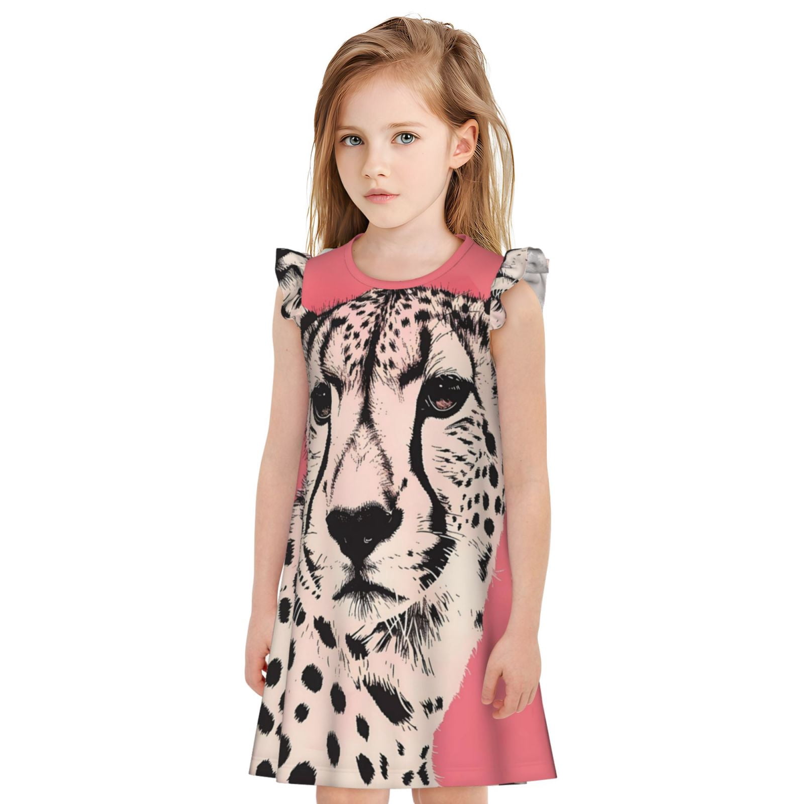 Qokaie Pink Cheetah Art Print Girls Nightgowns, Nightgown Princess ...
