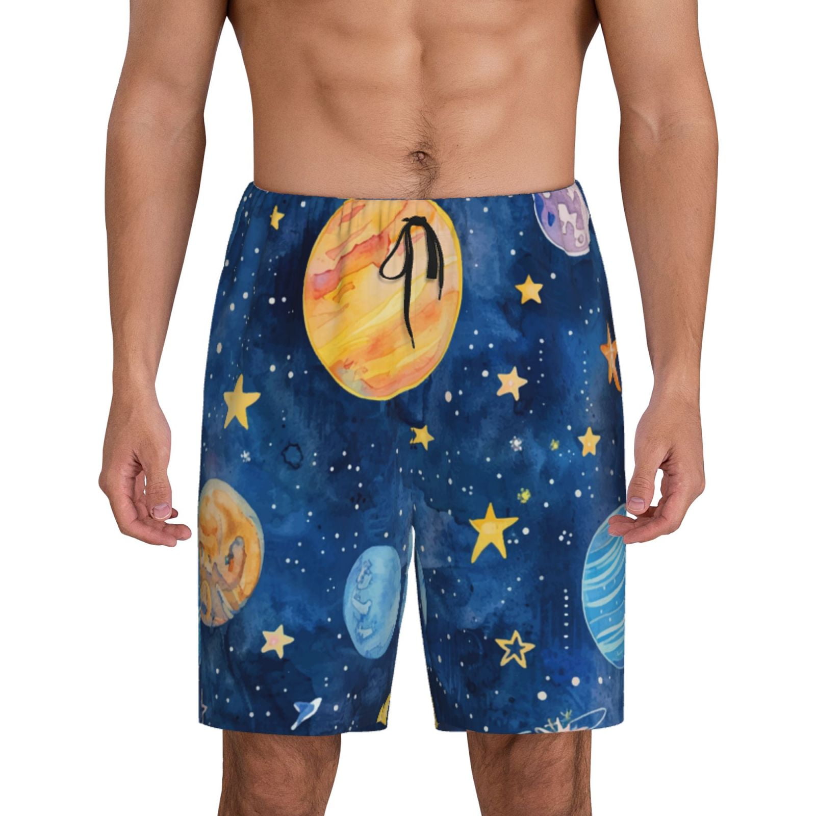 Qokaie Planets And Stars1 for Men’s Soft Pajama Shorts – Comfortable ...