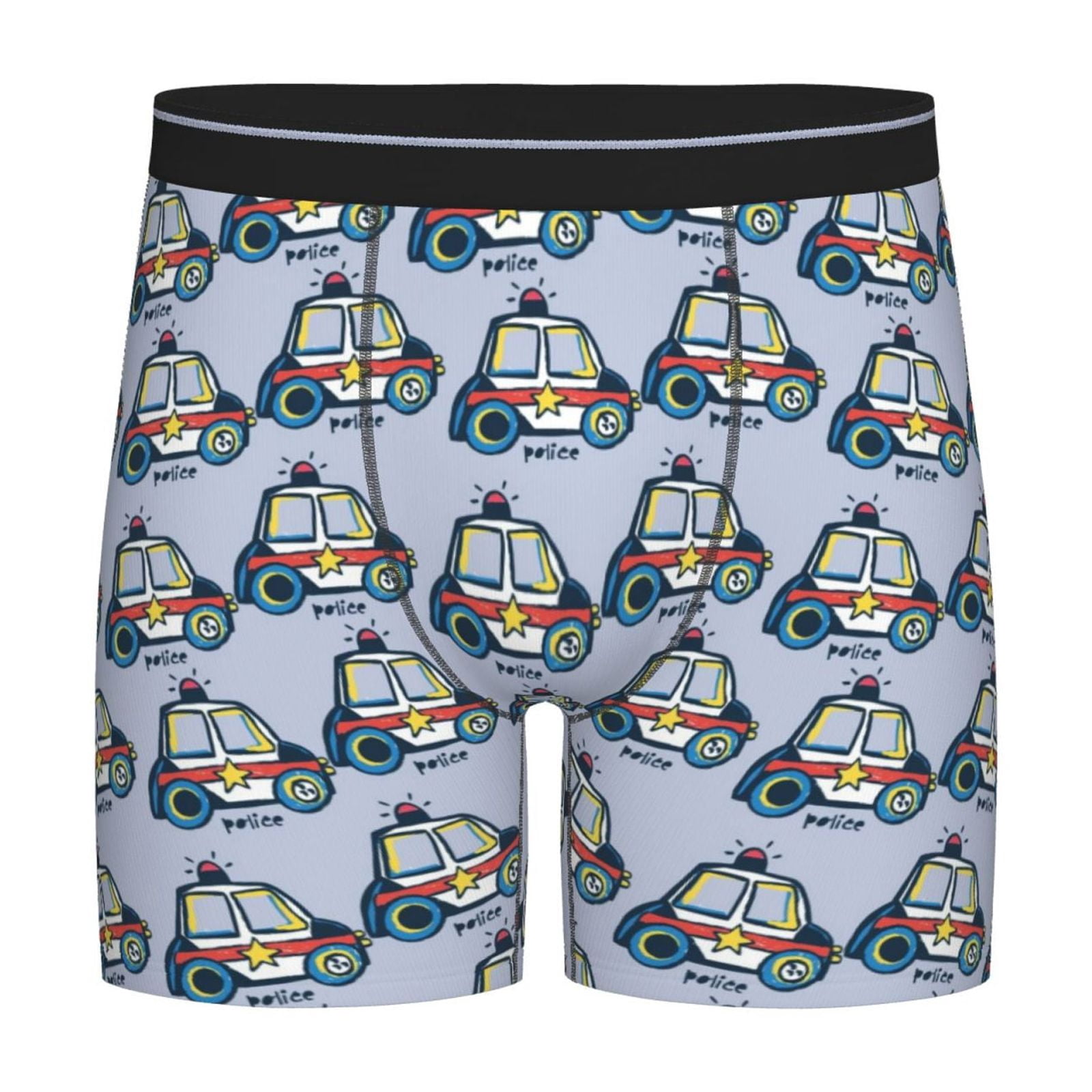 Qokaie Police Car for Men's Cotton Briefs Underwear, Long Leg Briefs ...