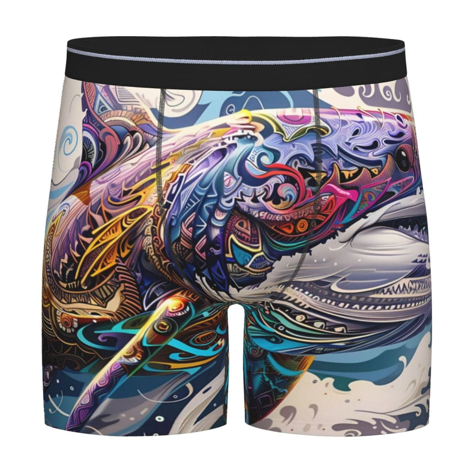 Qokaie Psychedelic Shark Artwork for Men's Cotton Briefs Underwear ...