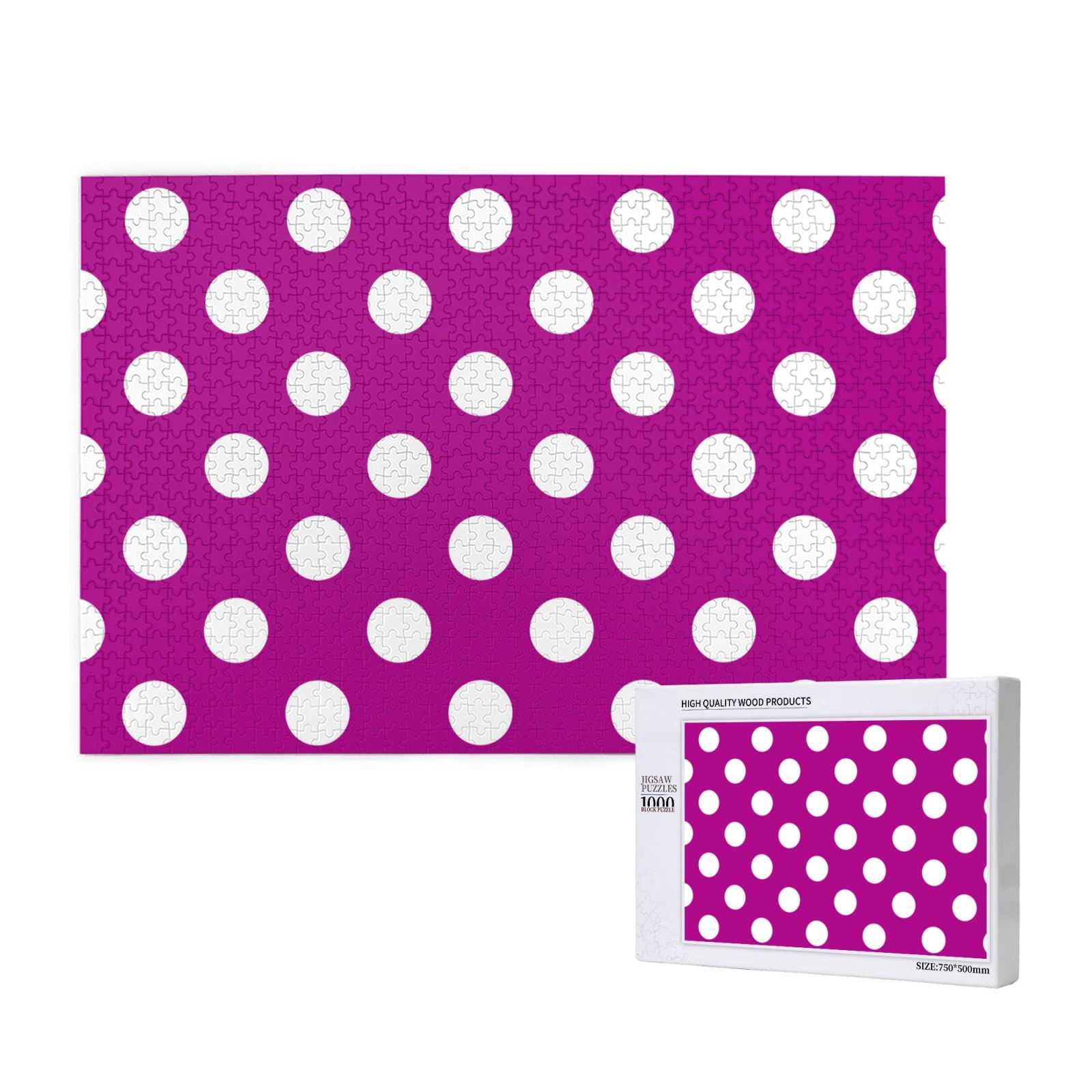 Qokaie Purlpe And White Polka Dot Pattern Picture Puzzle,Wooden 1000 ...
