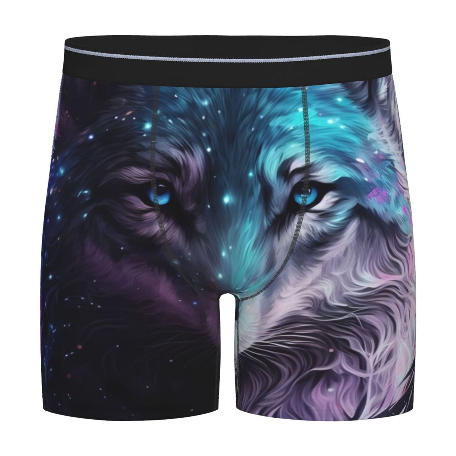 Qokaie Purple Sky Wolf for Men's Cotton Briefs Underwear, Long Leg ...