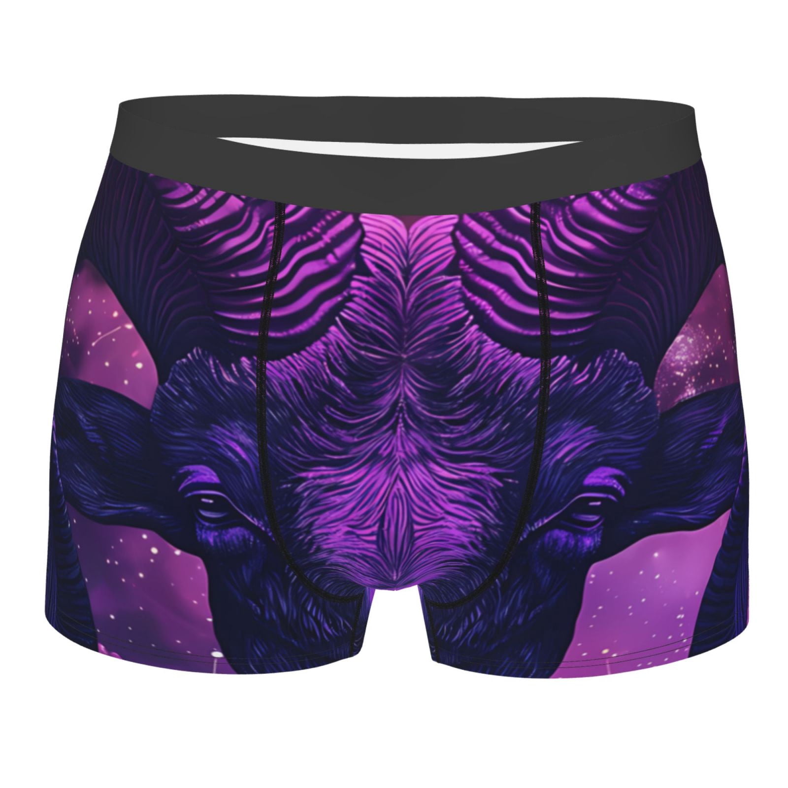 Qokaie Purple Starry Sky Antelope Print Mens Underwear Microfiber Boxer ...