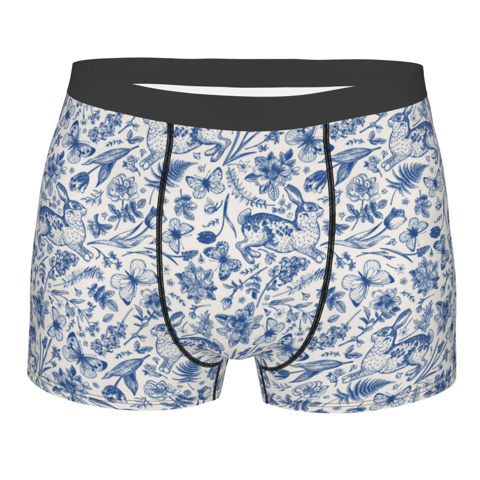 Qokaie Rabbit And Butterfly Print Mens Underwear Microfiber Boxer Brief ...