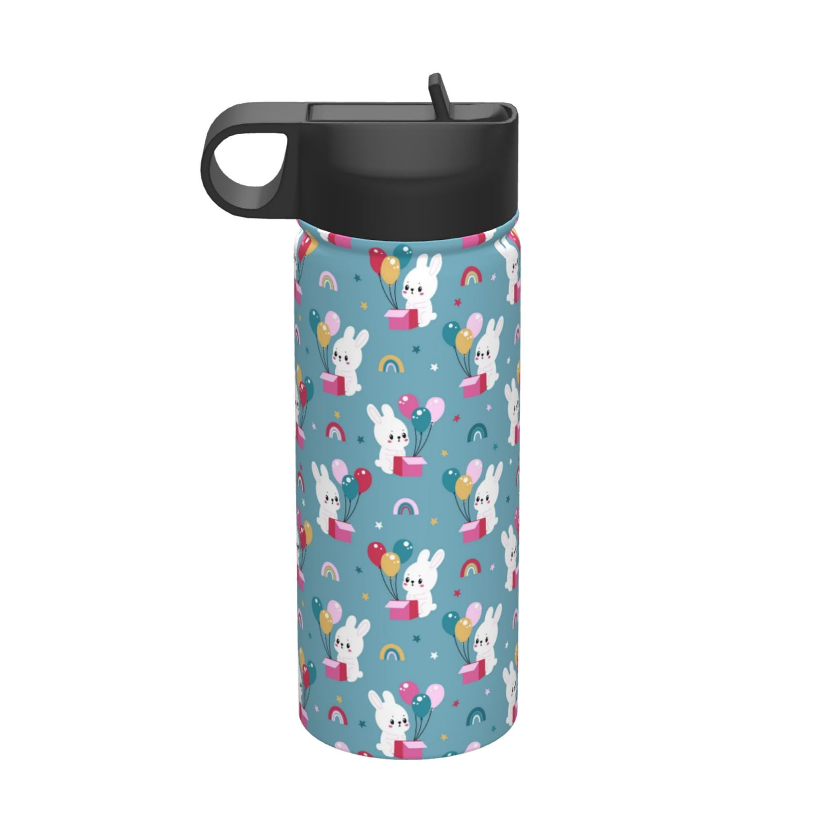 Qokaie Rabbit And Rainbow Pattern 18oz Insulated Water Bottle ...