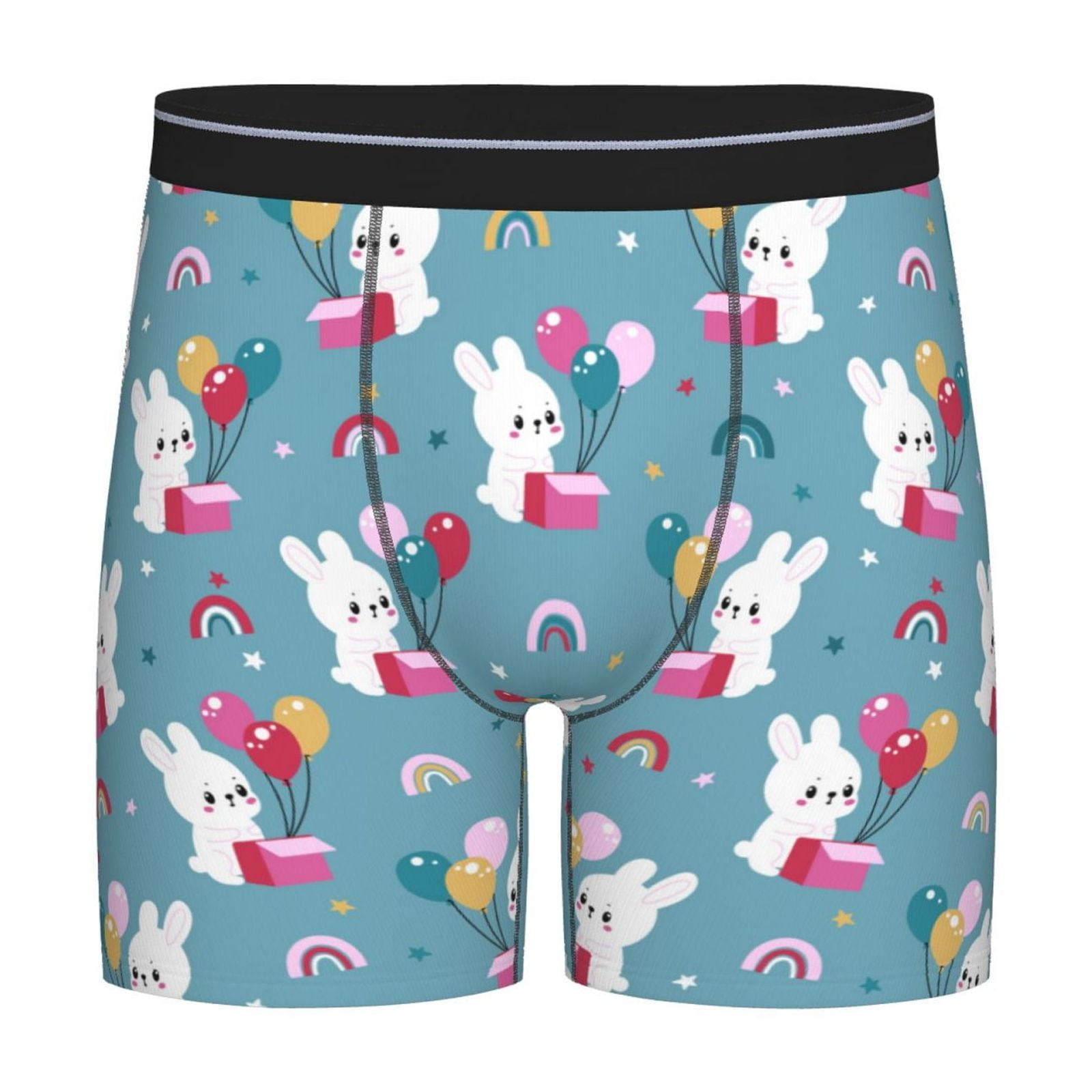 Qokaie Rabbit And Rainbow for Men's Cotton Briefs Underwear, Long Leg ...