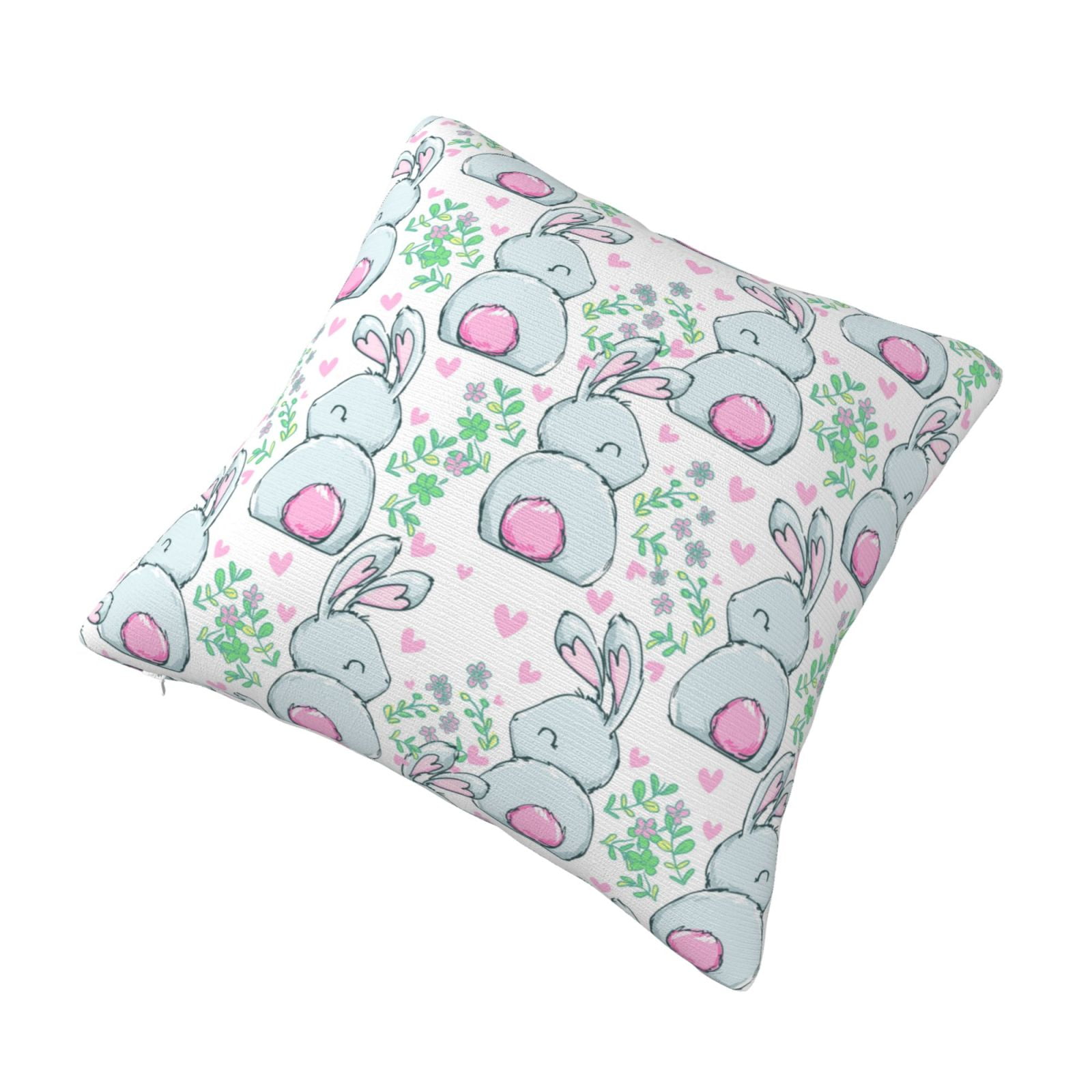 Qokaie Rabbit Back View Print Throw Pillows Cover, Decorative Throw ...