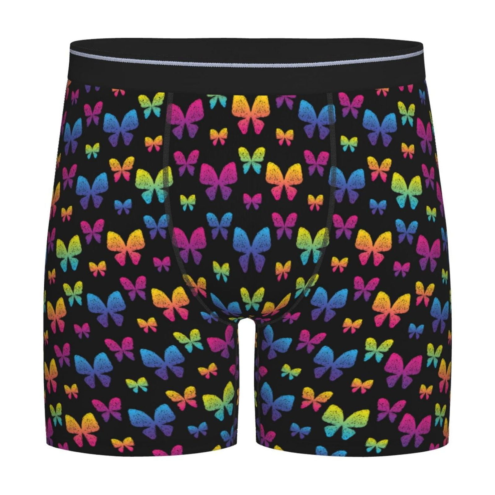 Qokaie Rainbow Butterfly for Men's Cotton Briefs Underwear, Long Leg ...