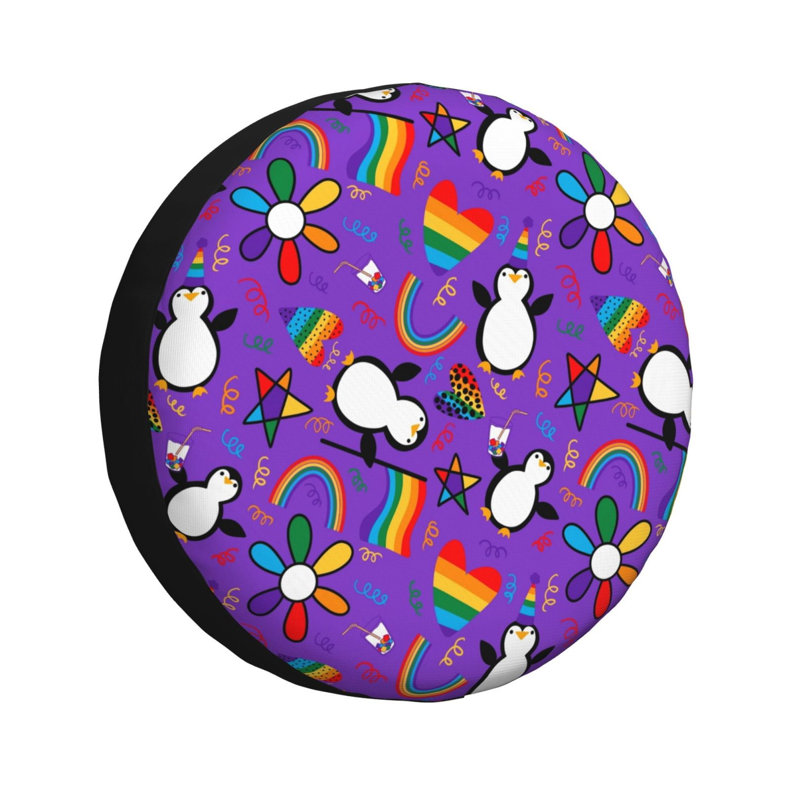 Qokaie Rainbow Lgbt Penguin Pattern Tire Cover, Waterproof Leather ...