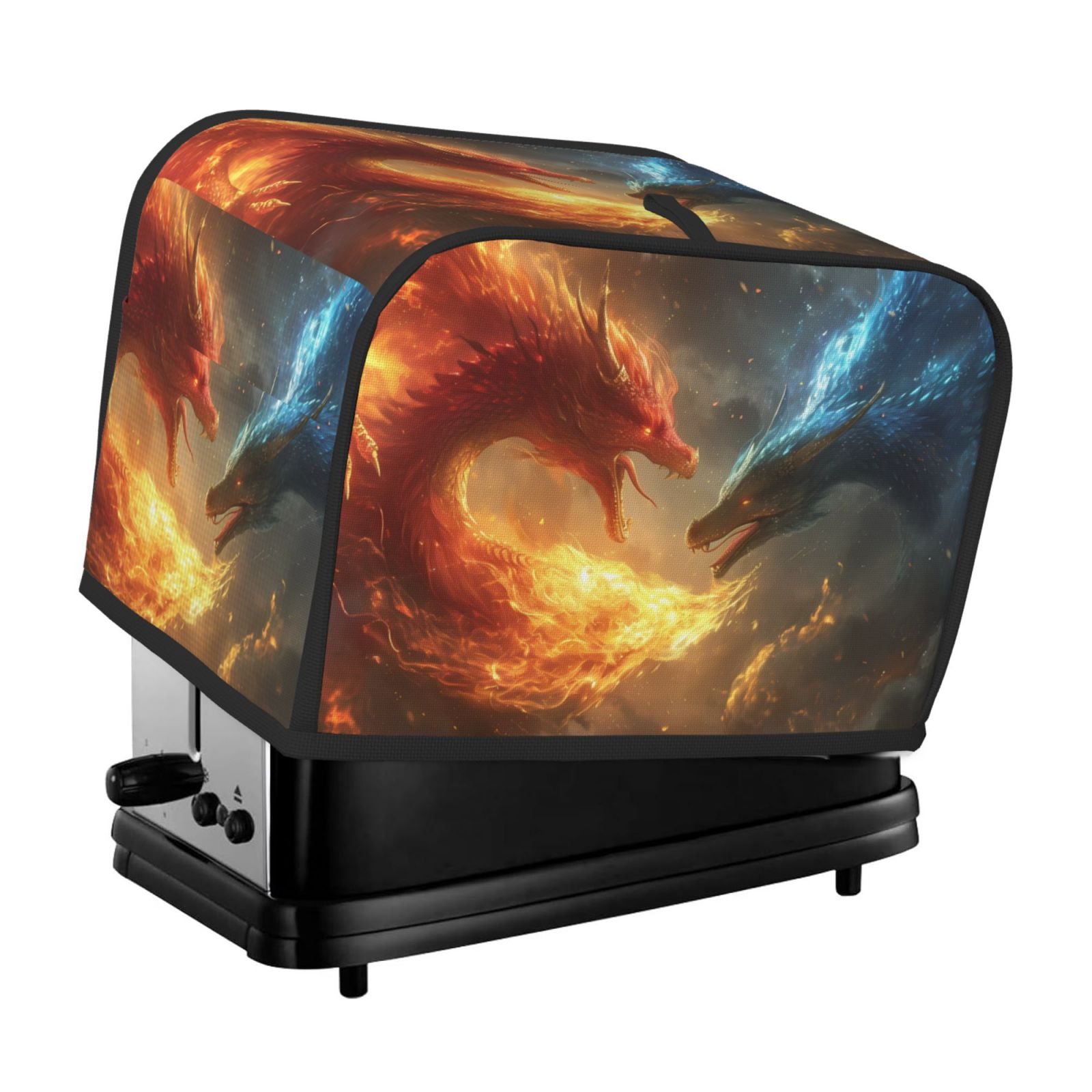Qokaie Red And Blue Fire Dragon B Print Toaster Cover 2 Slice,Toaster ...