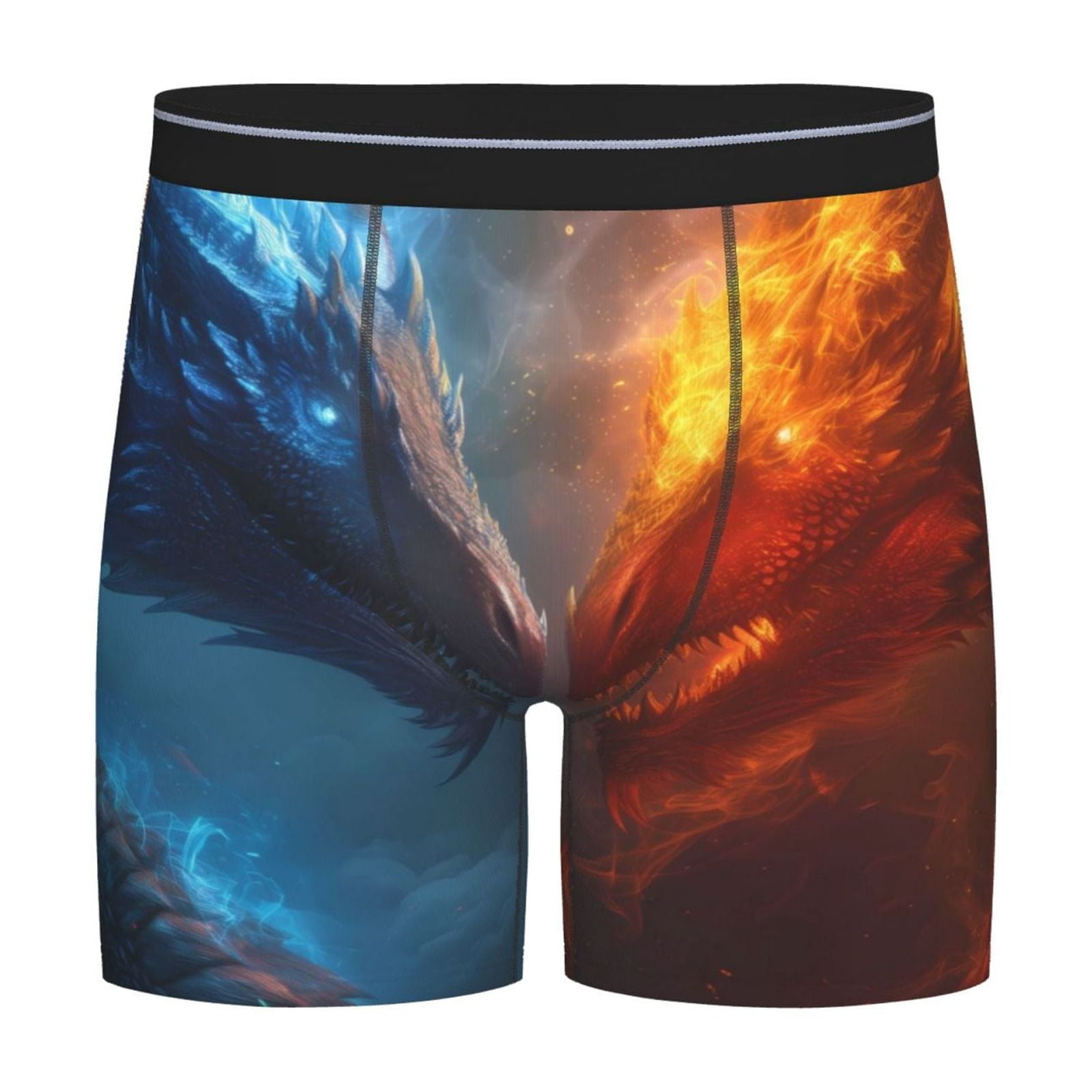 Qokaie Red And Blue Fire Dragon E for Men's Cotton Briefs Underwear ...