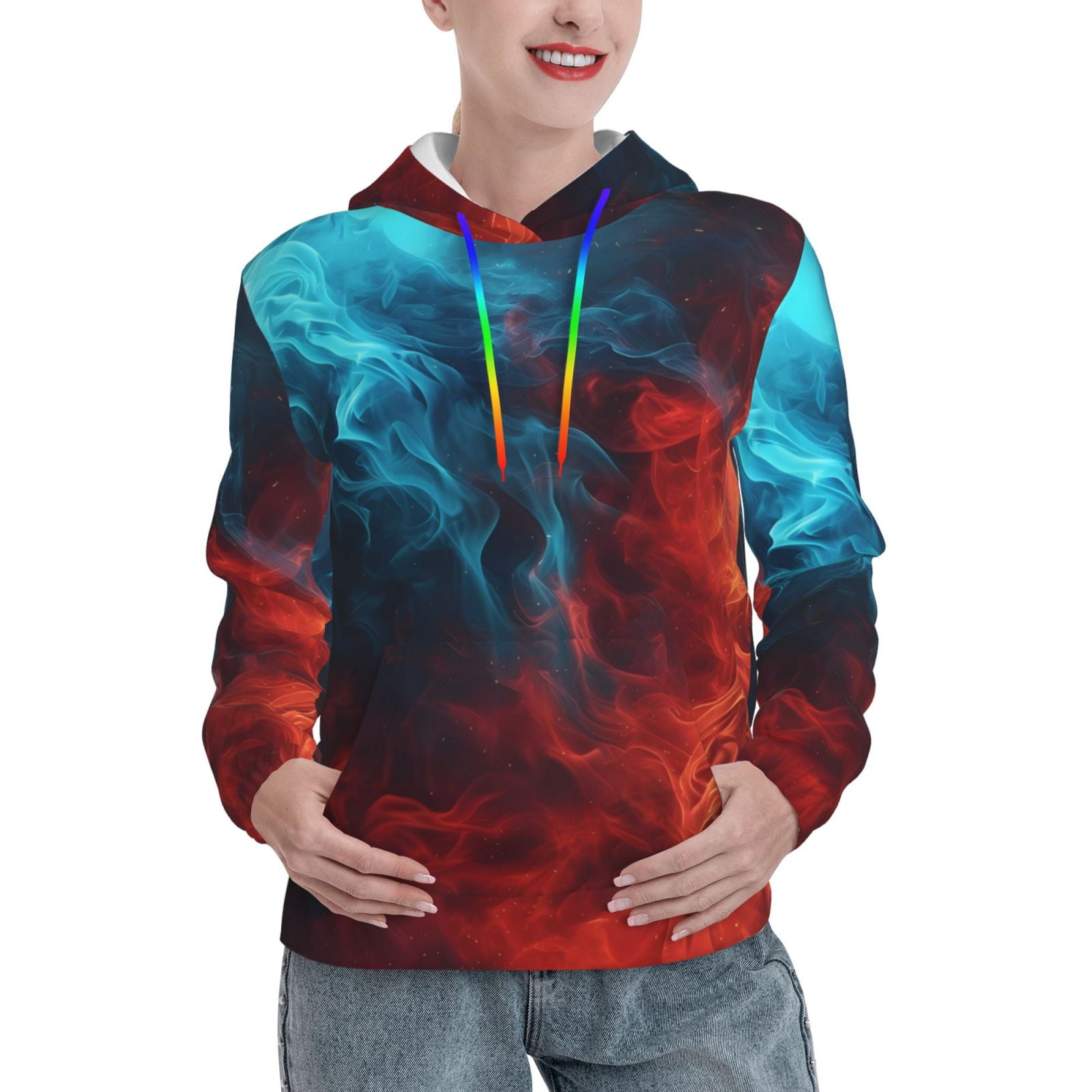 Haiem Red And Blue Fire for Men's Fashion Hoodies & Sweatshirts with ...