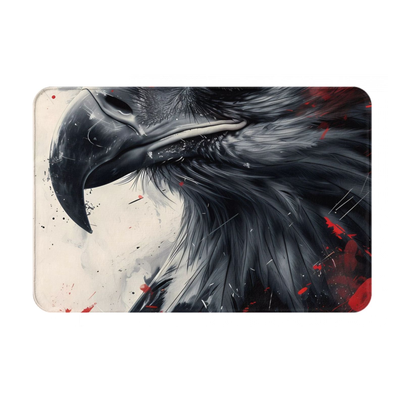 Qokaie Red Black Ink Style Bald Eagle Print Flannel Front Door Mat ...