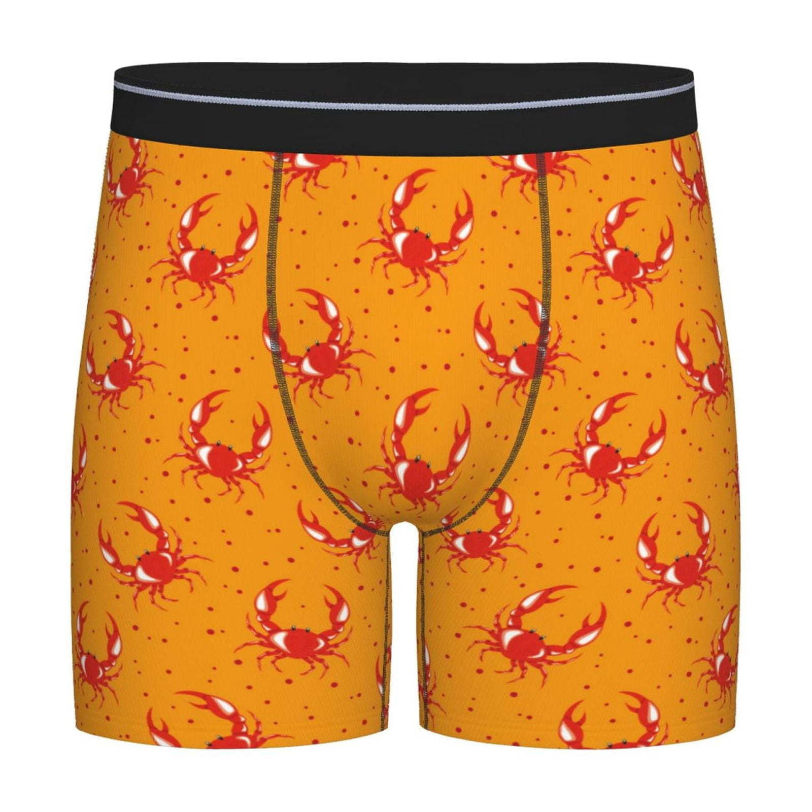 Qokaie Red Crab for Men's Cotton Briefs Underwear, Long Leg Briefs,Anti ...