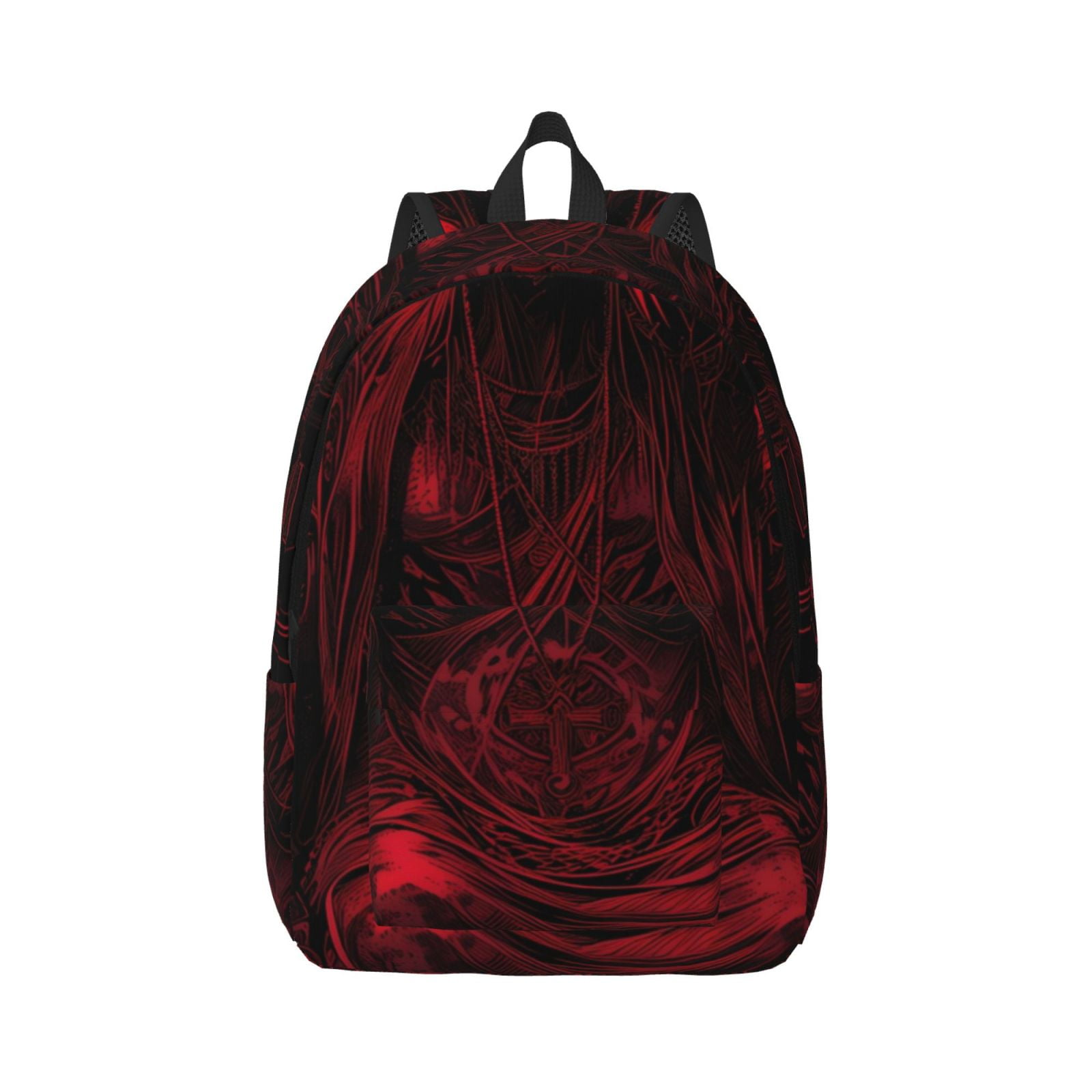 Qokaie Red Gothic Skeleton Throne Pattern Canvas Backpack Travel ...