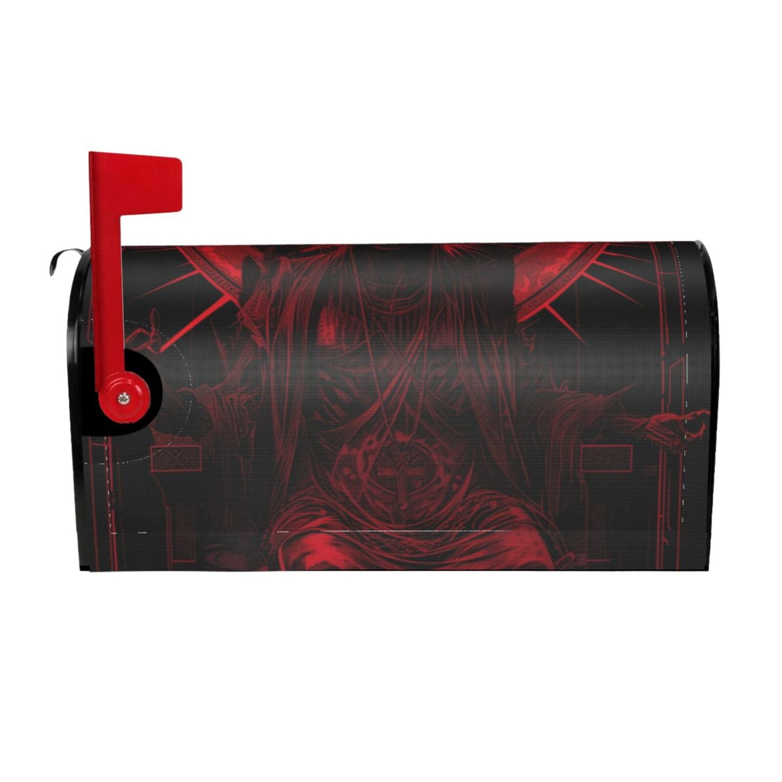 Qokaie Red Gothic Skeleton Throne Printed Mailbox Cover Magnetic ...