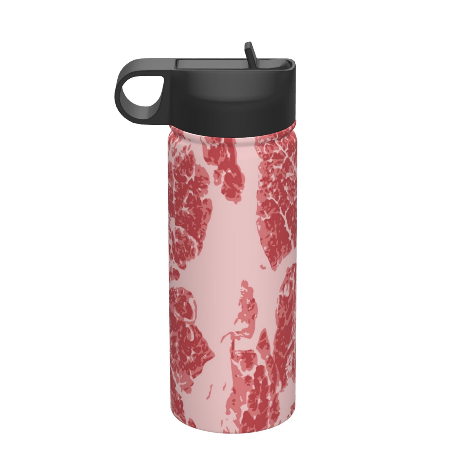Qokaie Red Meat Pattern 18oz Insulated Water Bottle, Stainless Steel ...
