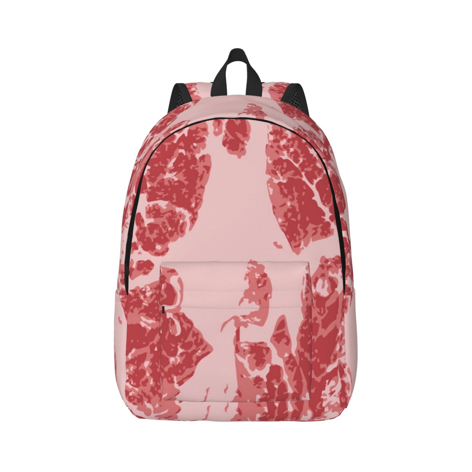 Qokaie Red Meat Pattern Canvas Backpack Travel Daypack Student Rucksack ...