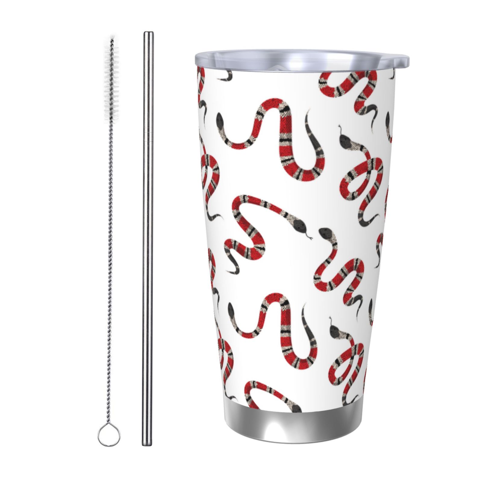 Qokaie Red Snake Pattern 20 Oz Coffee Car Insulated Coffee Cup With Lid ...