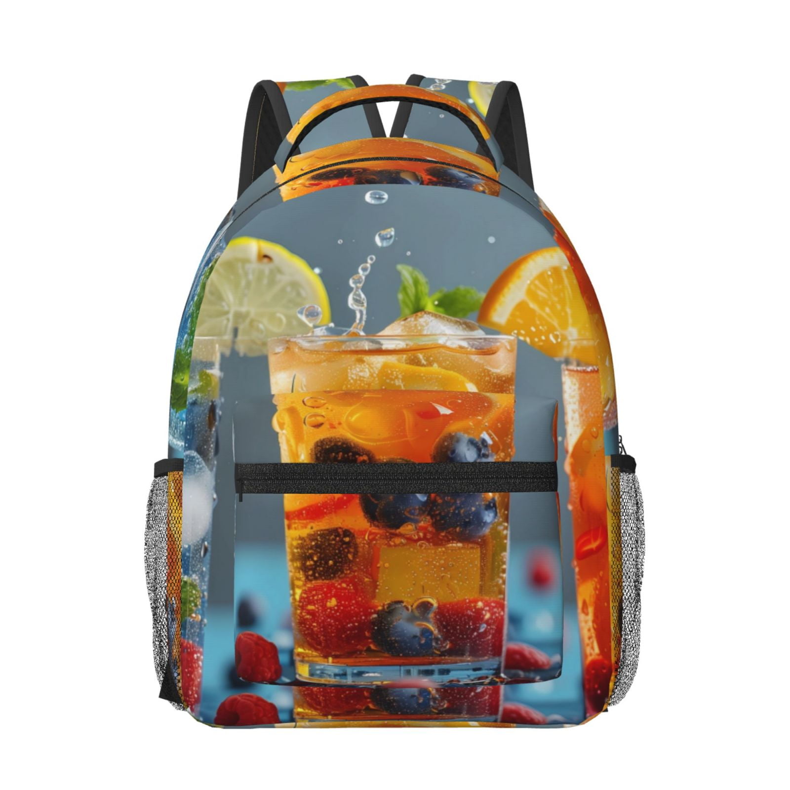 Qokaie Refreshing Fruit Infused Drinks Style School Backpack Travel Bag ...