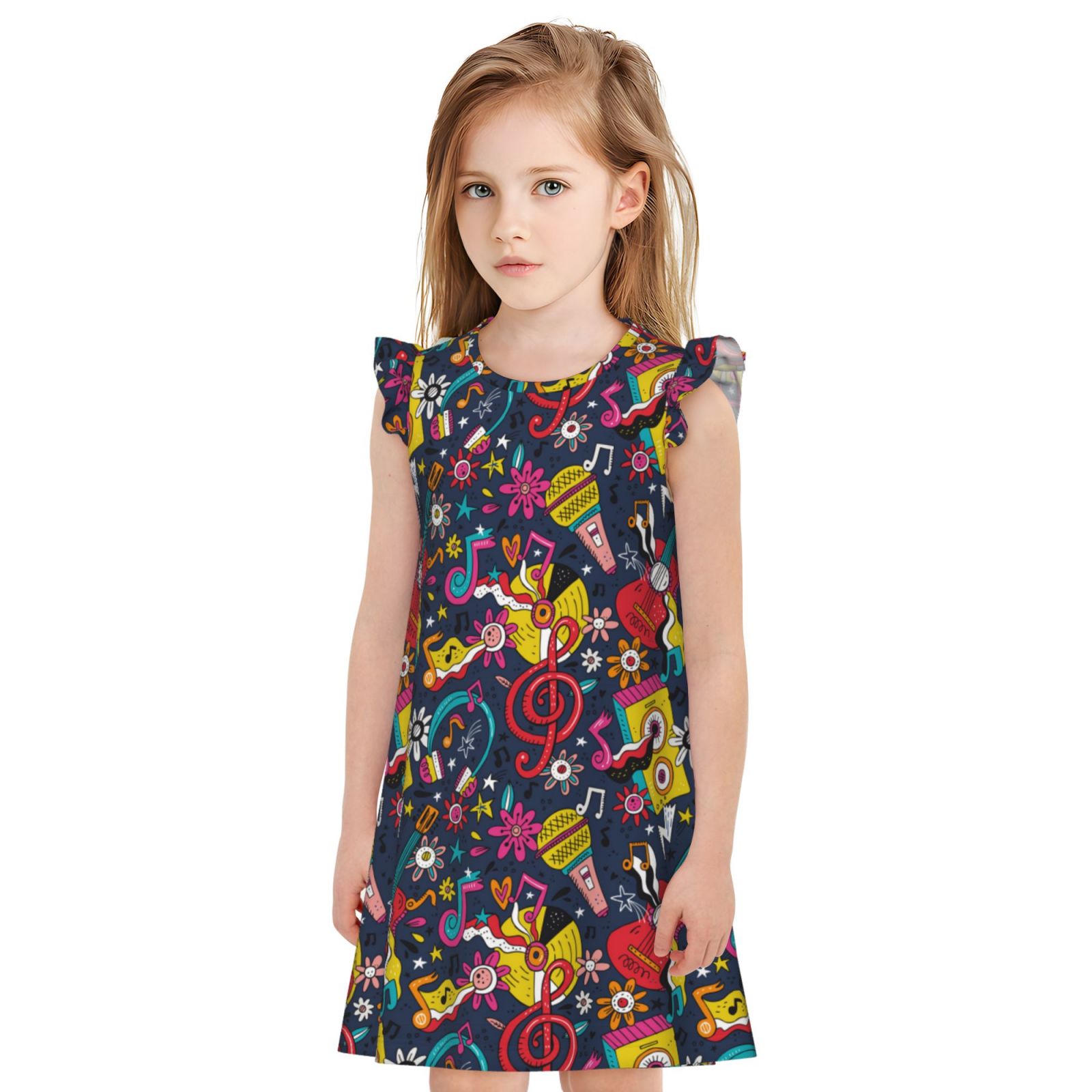 Qokaie Rock Music Print Girls Nightgowns, Nightgown Princess Pajama ...