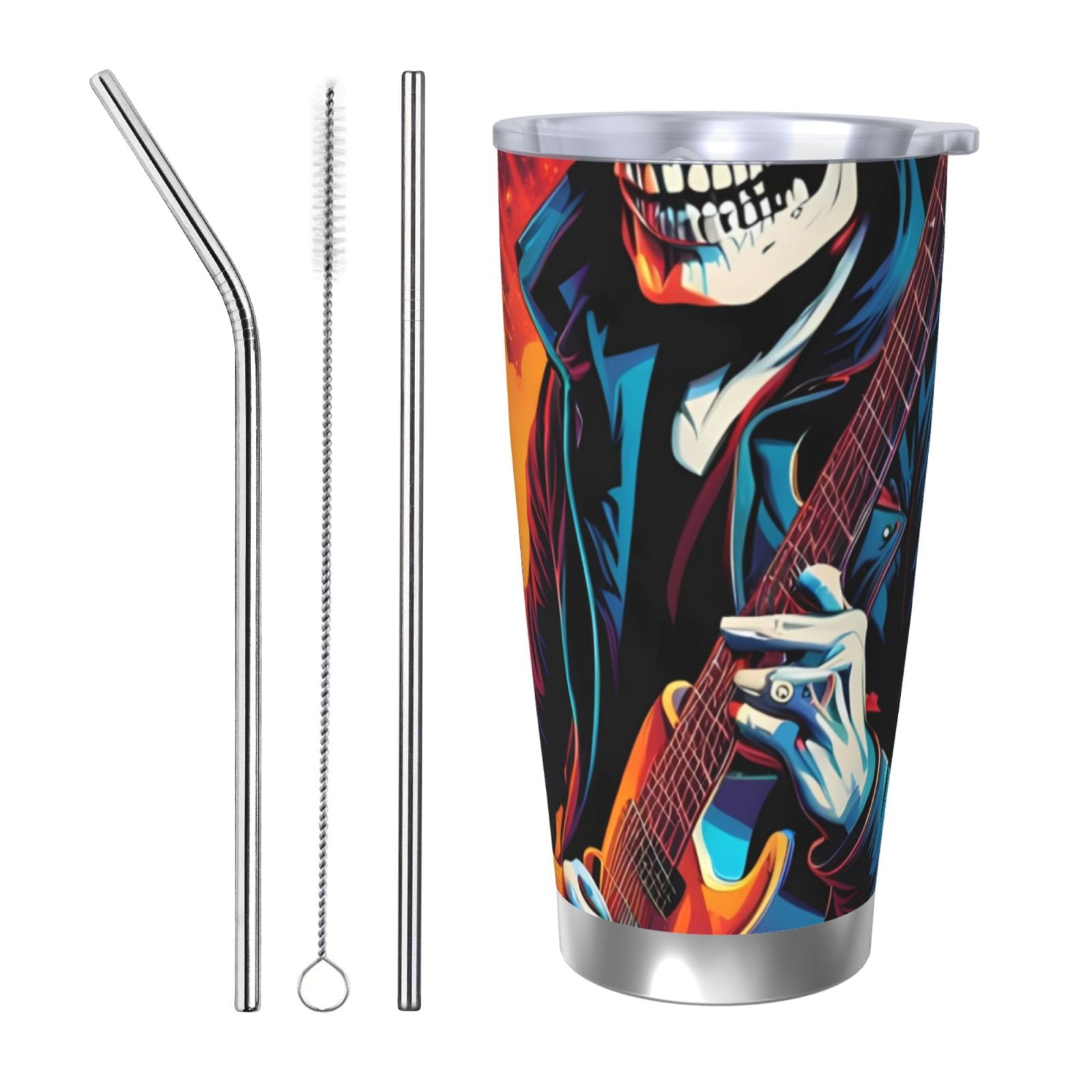 Qokaie Rock Skull Singer Pattern 20 Oz Coffee Car Insulated Coffee Cup ...