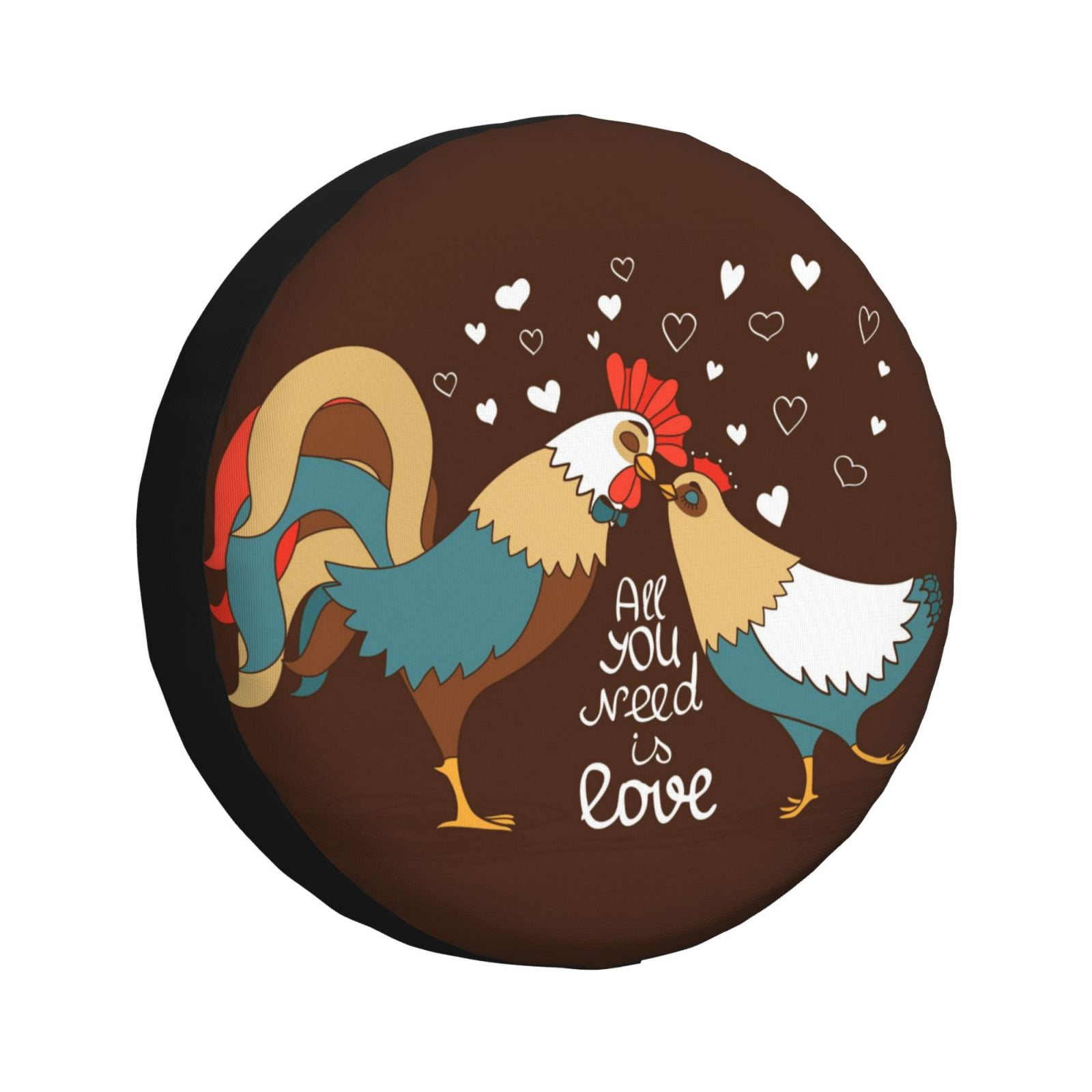Qokaie Rooster And Chicken Pattern Tire Cover, Waterproof Leather Wheel ...