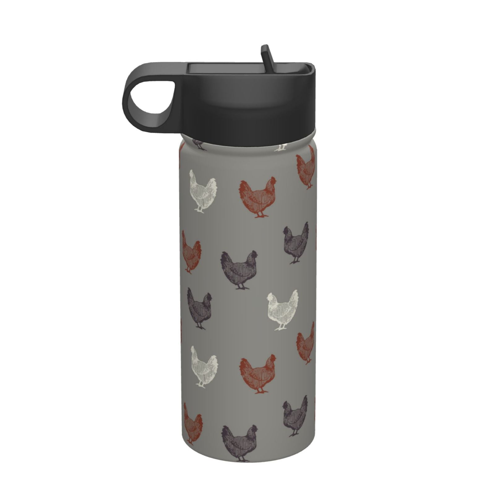 Qokaie Rooster Pattern 18oz Insulated Water Bottle, Stainless Steel ...