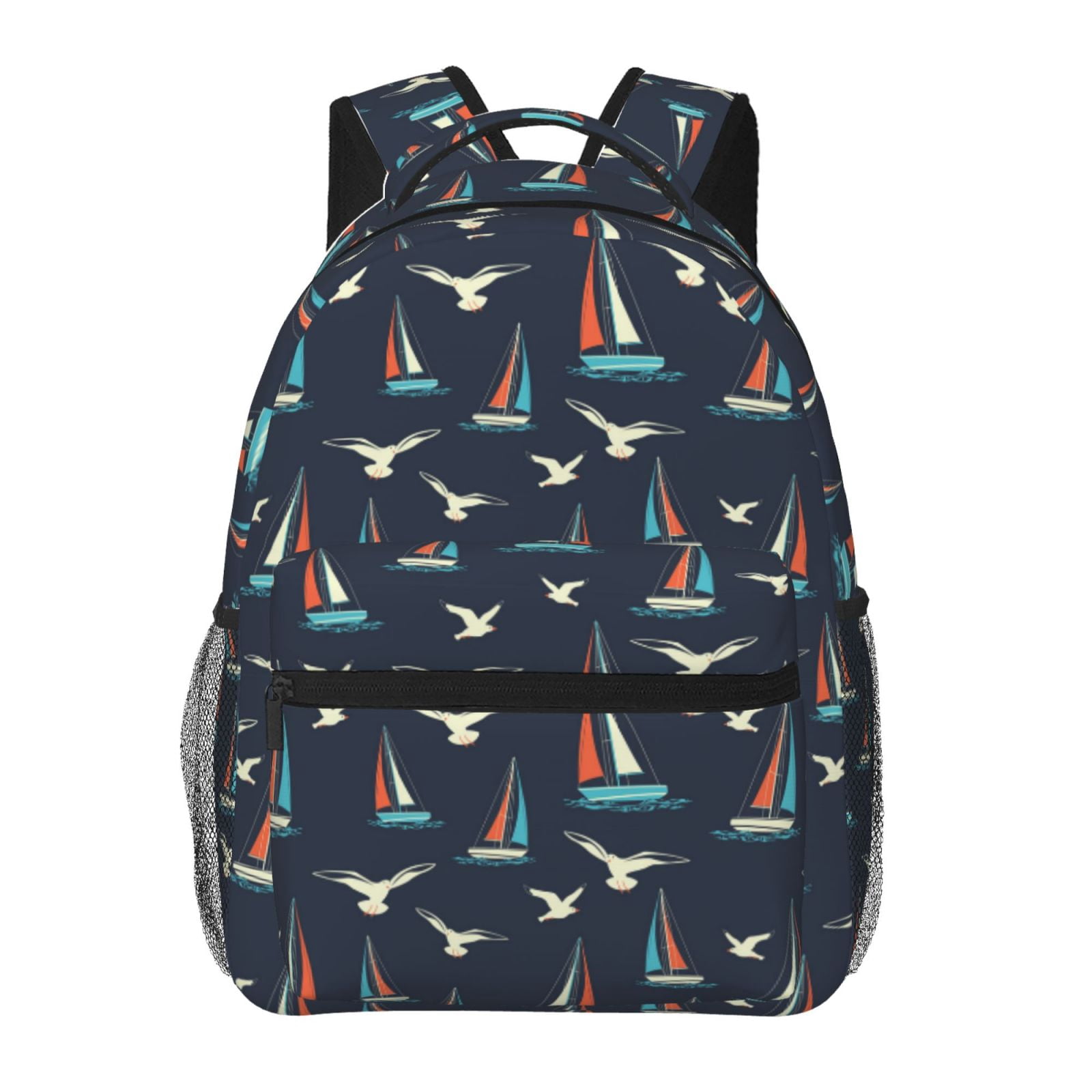 Qokaie Sailboat And Seagull Printed Lightweight Casual Bag, Ergonomic ...