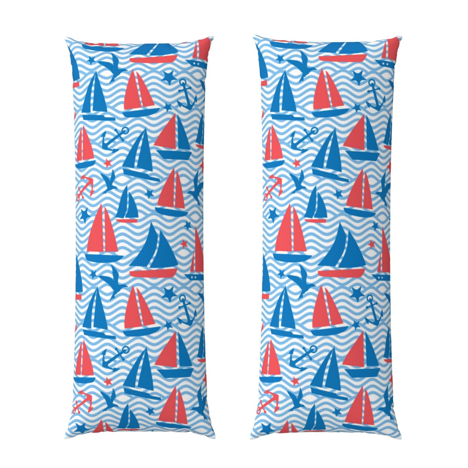 Qokaie Sailboats On A Waves Print Cotton Hypoallergenic Body Pillow ...