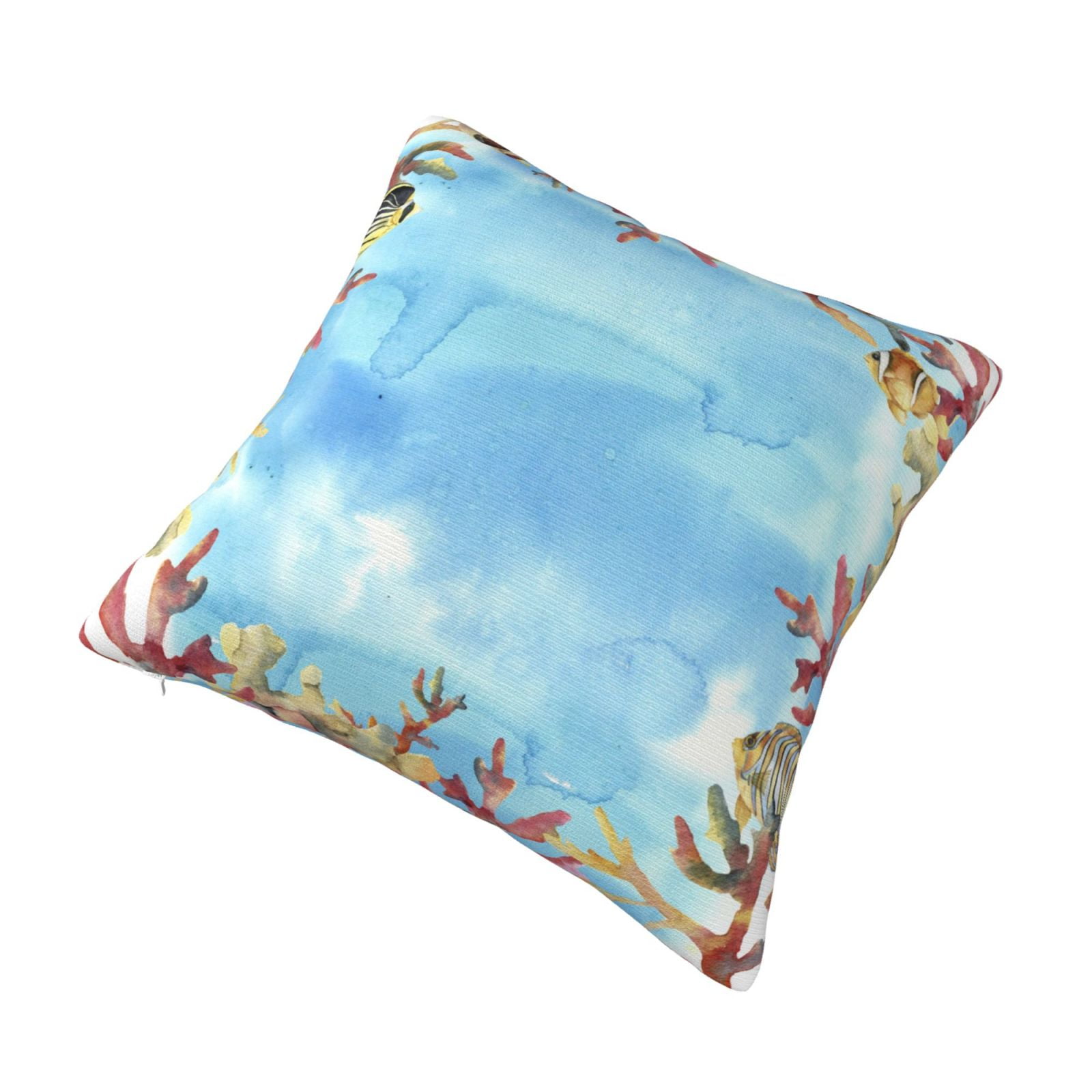 Qokaie Sea and Fish Print Throw Pillows Cover, Decorative Throw Pillows ...