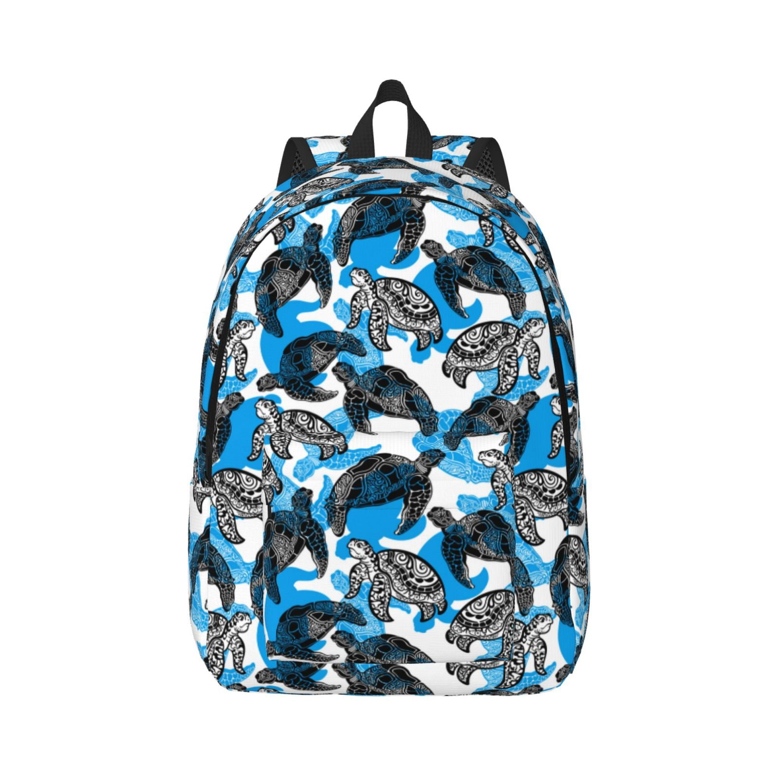 Qokaie Sea Turtle Life Pattern Canvas Backpack Travel Daypack Student ...