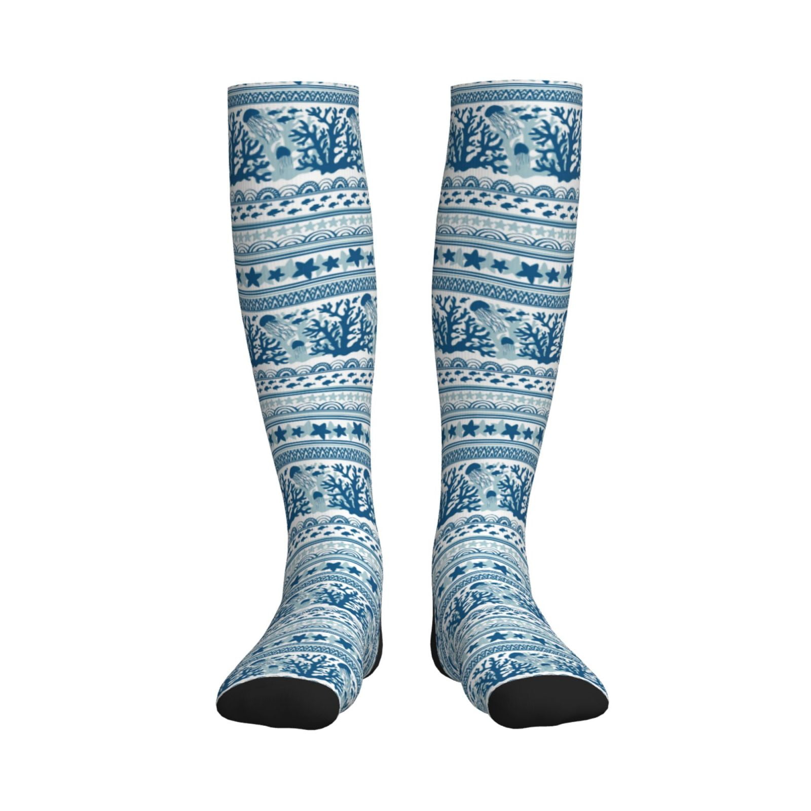 Qokaie Sea Underwater Jellyfish Drawing Sports Compression Socks ...