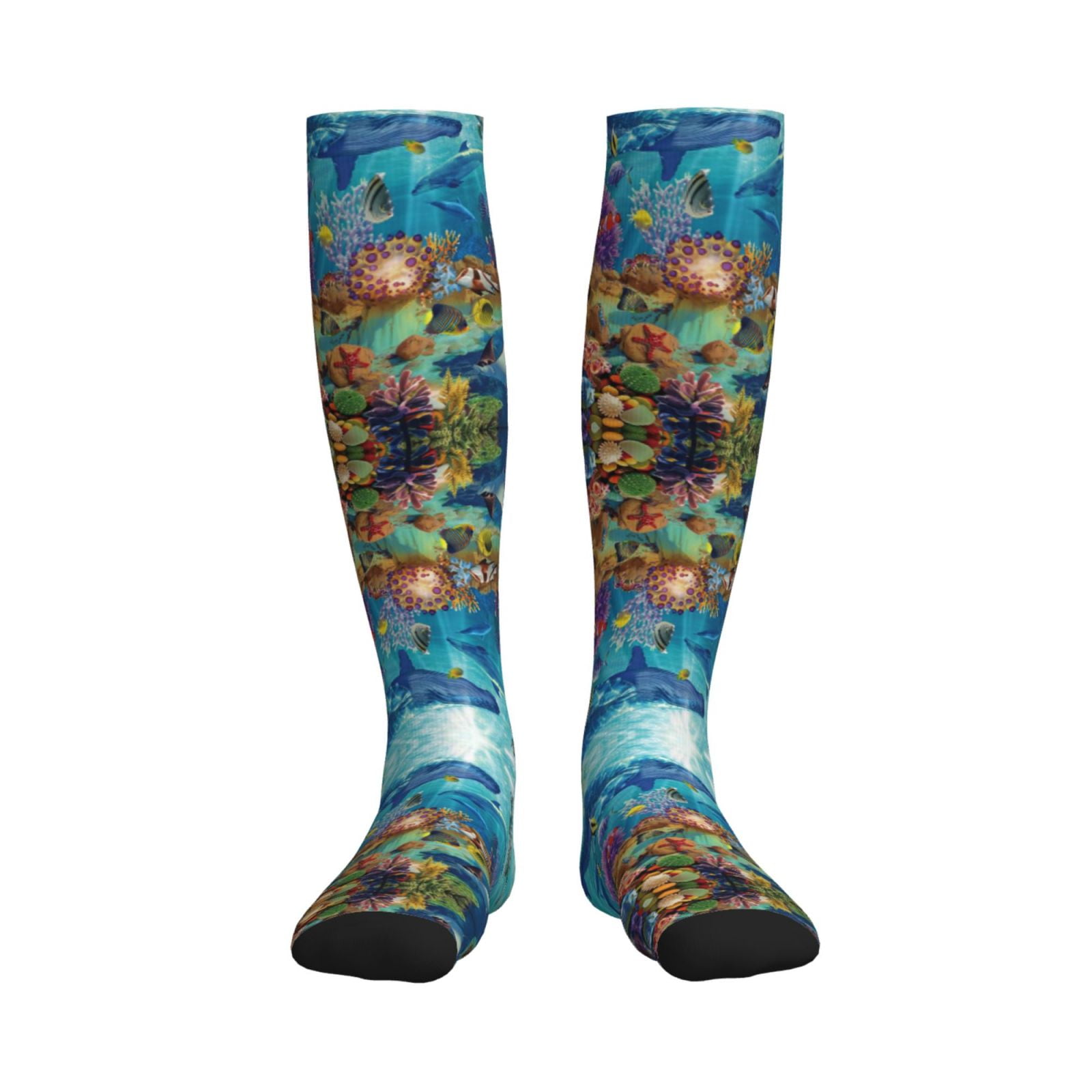 Qokaie Sea World Drawing Sports Compression Socks - Comfortable ...