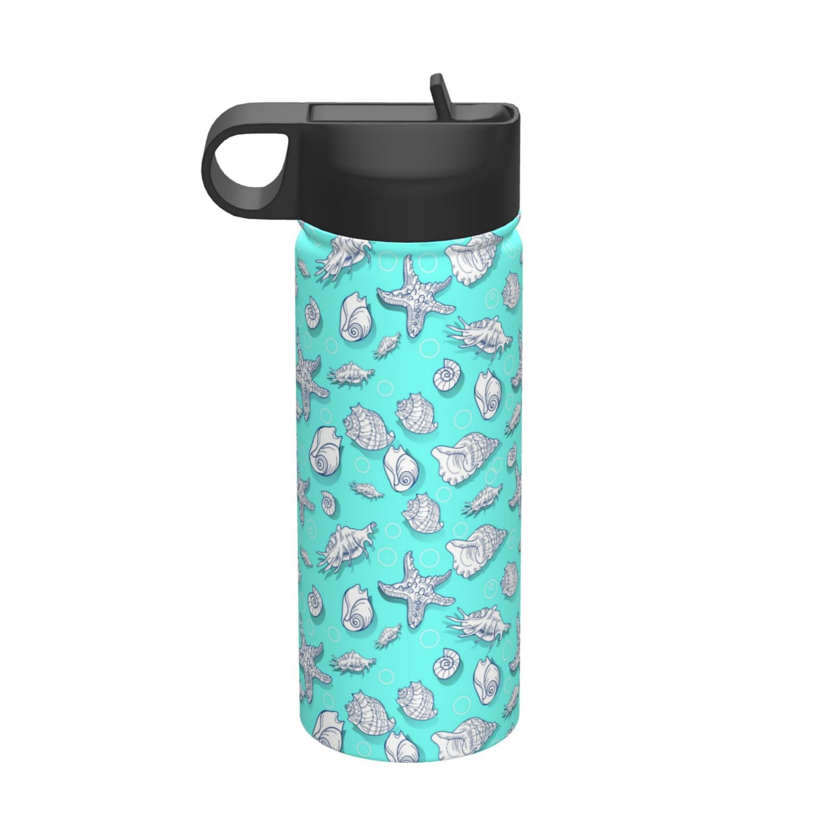 Qokaie Seashell And Starfish Pattern 18oz Insulated Water Bottle ...